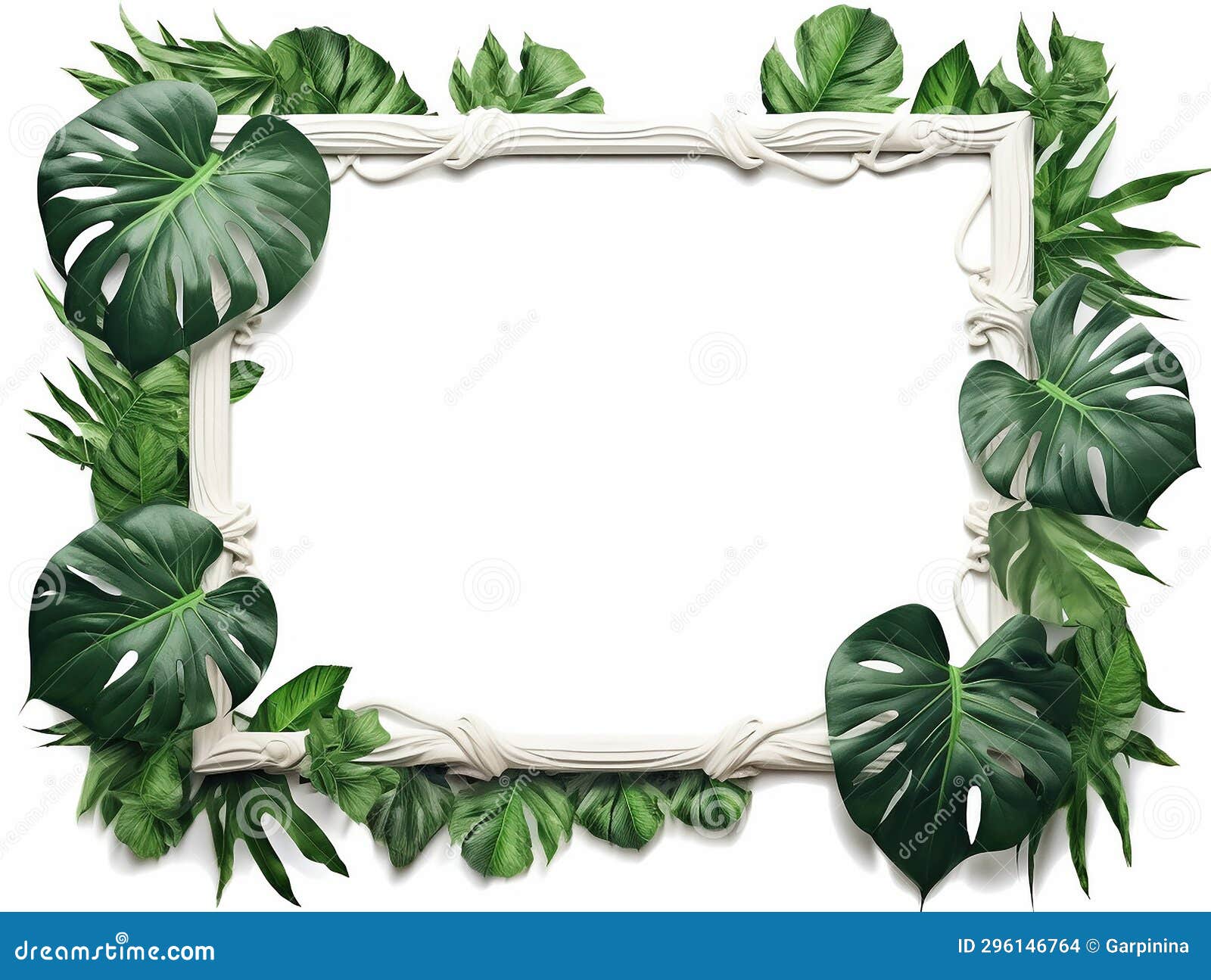 White Rectangular-shaped Frame Surrounded by Jungle-style Leaf ...