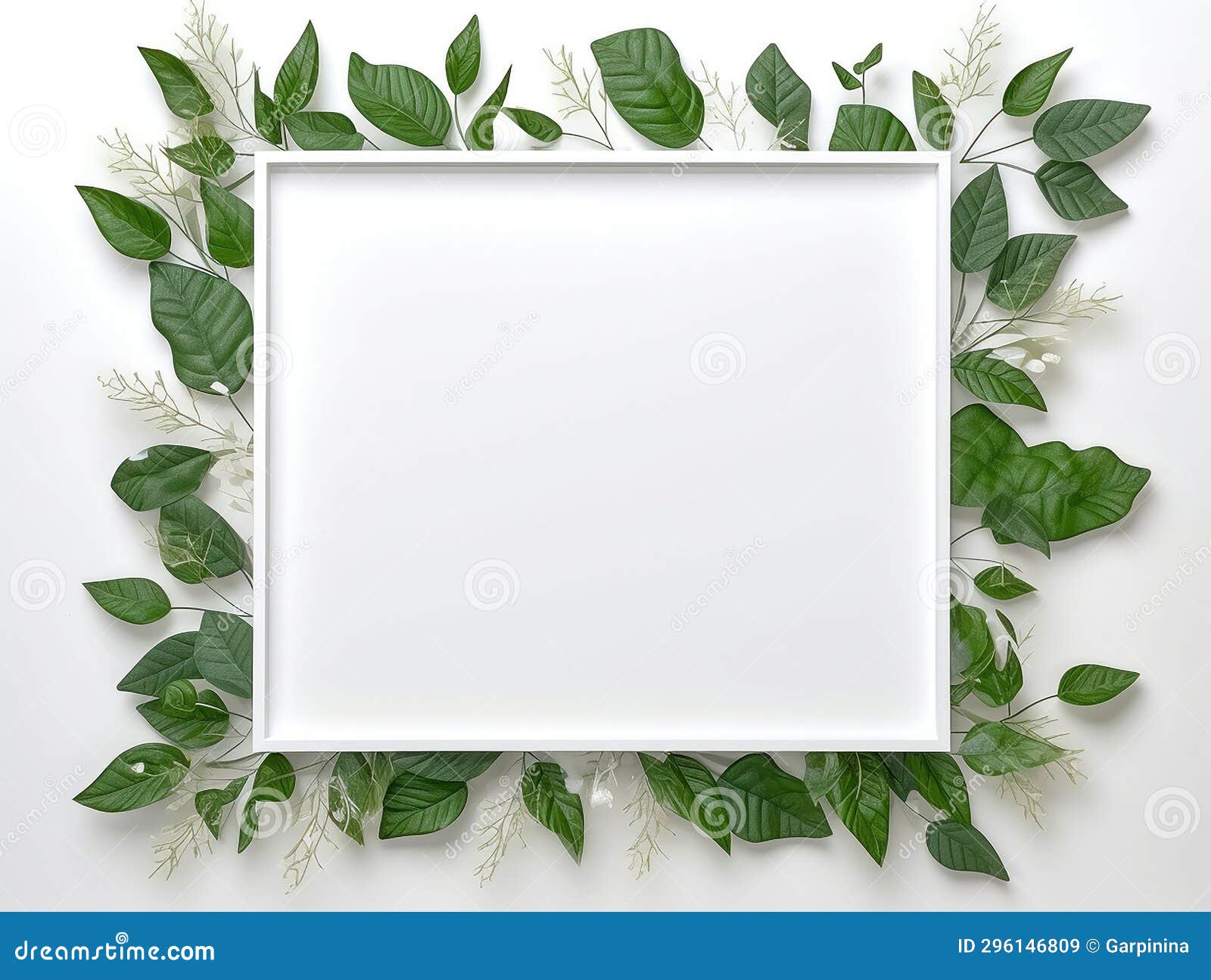 White Rectangular-shaped Frame Surrounded by Jungle-style Leaf ...