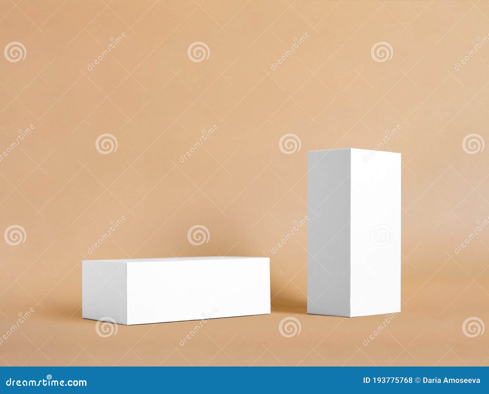 White Rectangular Shapes on Beige Abstract Background. Minimal Boxes ...