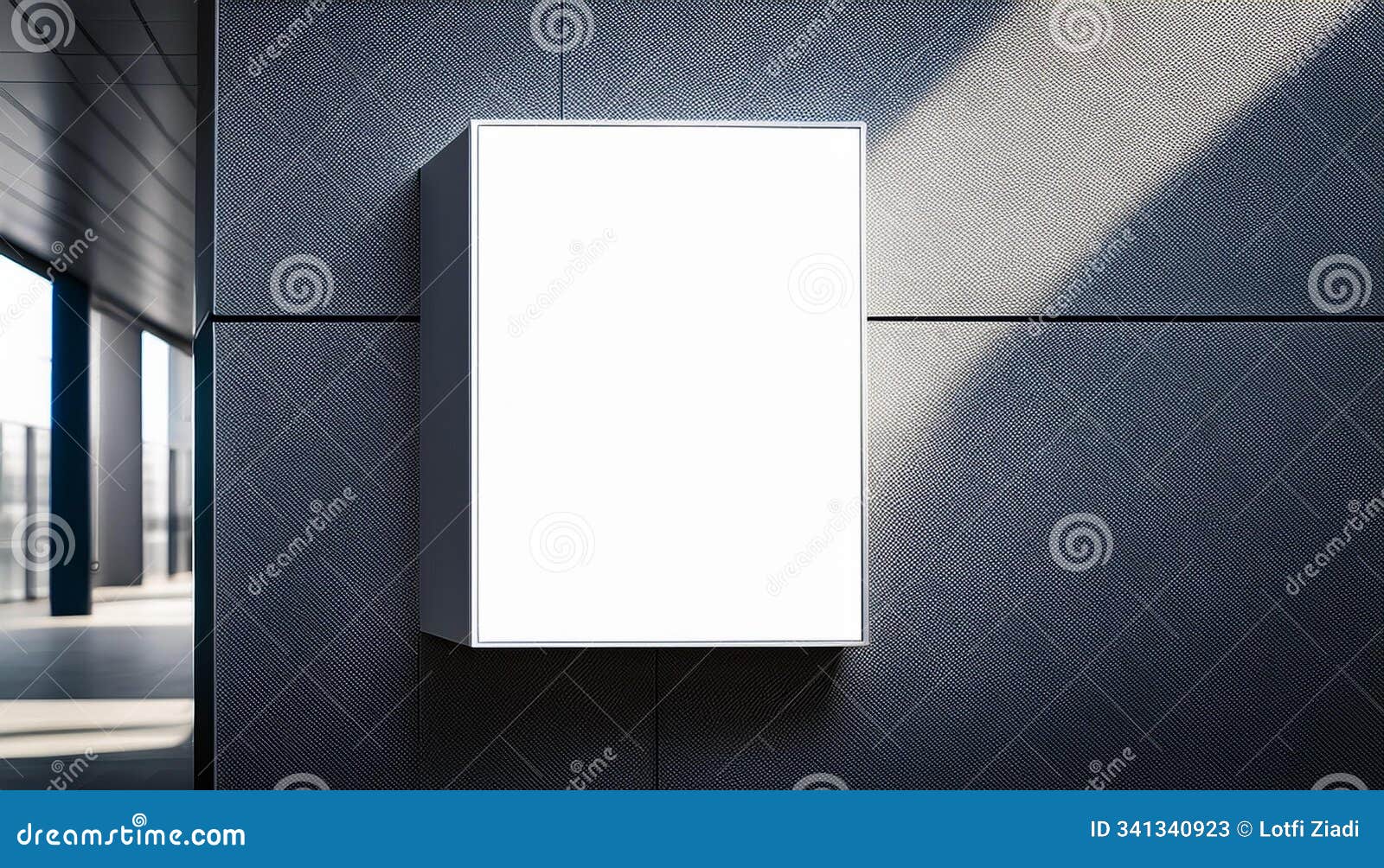 White Rectangular Sign with Blank Space for Your Logo on the Wall of a ...