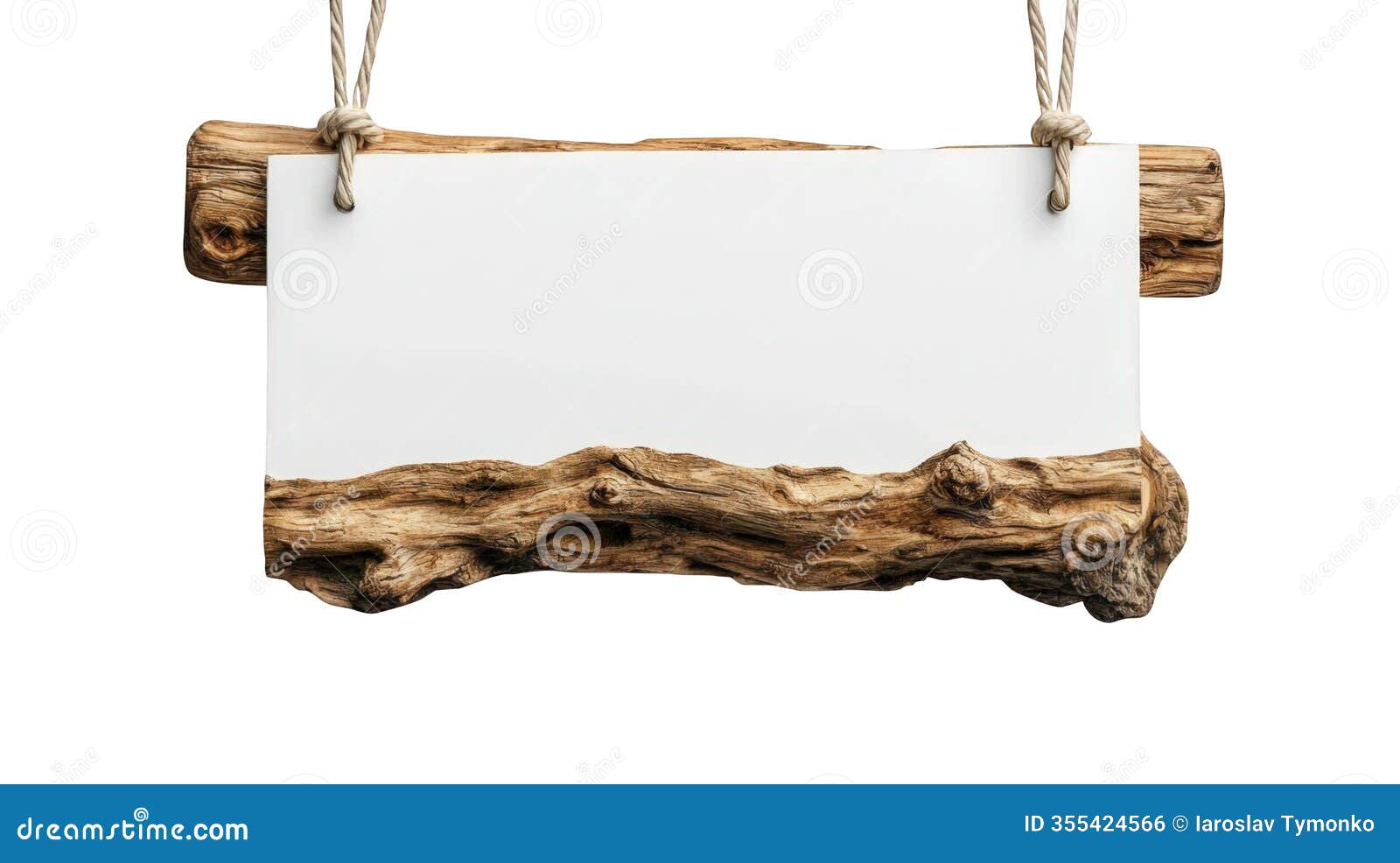 Weathered Mock Up Wooden Plank Suspending Blank White Rectangular Sign ...