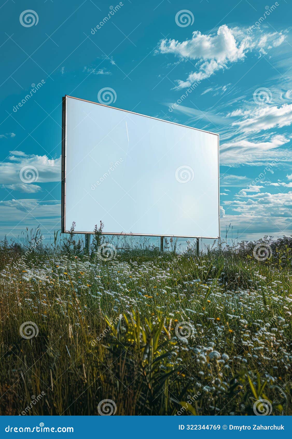 White Rectangular Signboard on a Grassy Roadside, Blank for ...