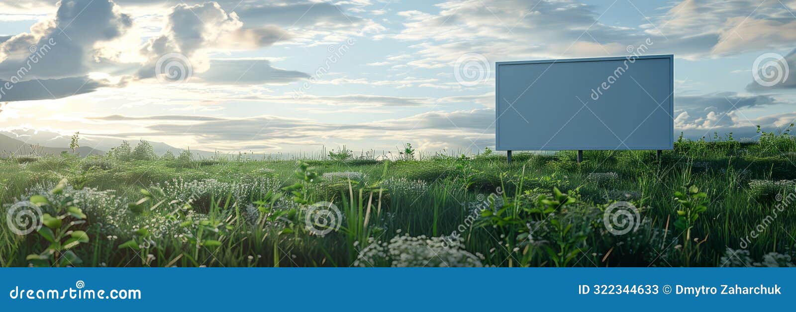 White Rectangular Signboard on a Grassy Roadside, Ready for ...