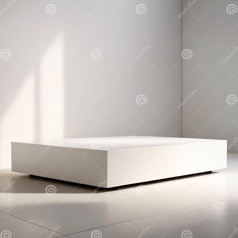 White Rectangular Stand for Product Display - Against White Walls Stock ...