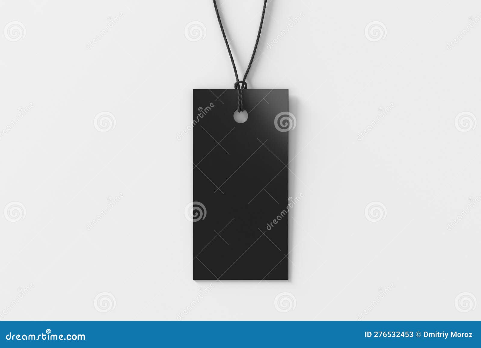 White Rectangular Tag Mockup on Fabric Background. Side View Stock ...