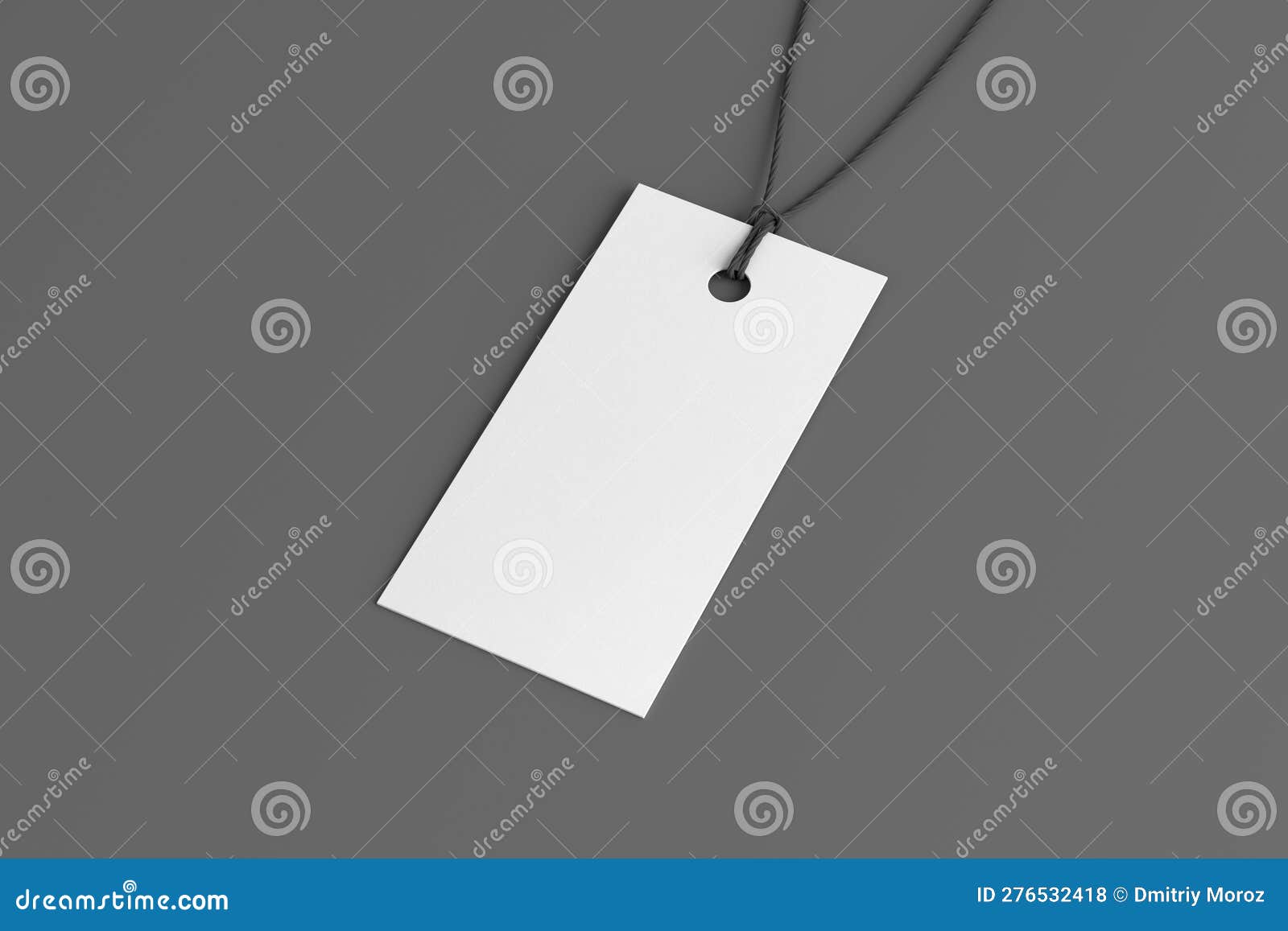 White Rectangular Tag Mockup on Gray Background. Side View Stock ...