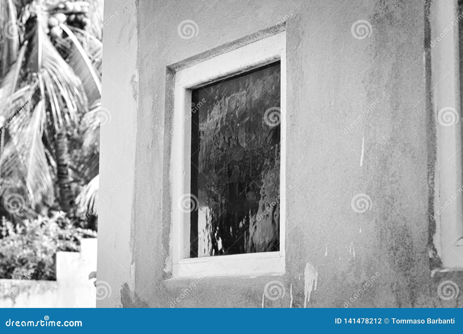 White Rectangular Window with a Black Glass Stock Photo - Image of ...