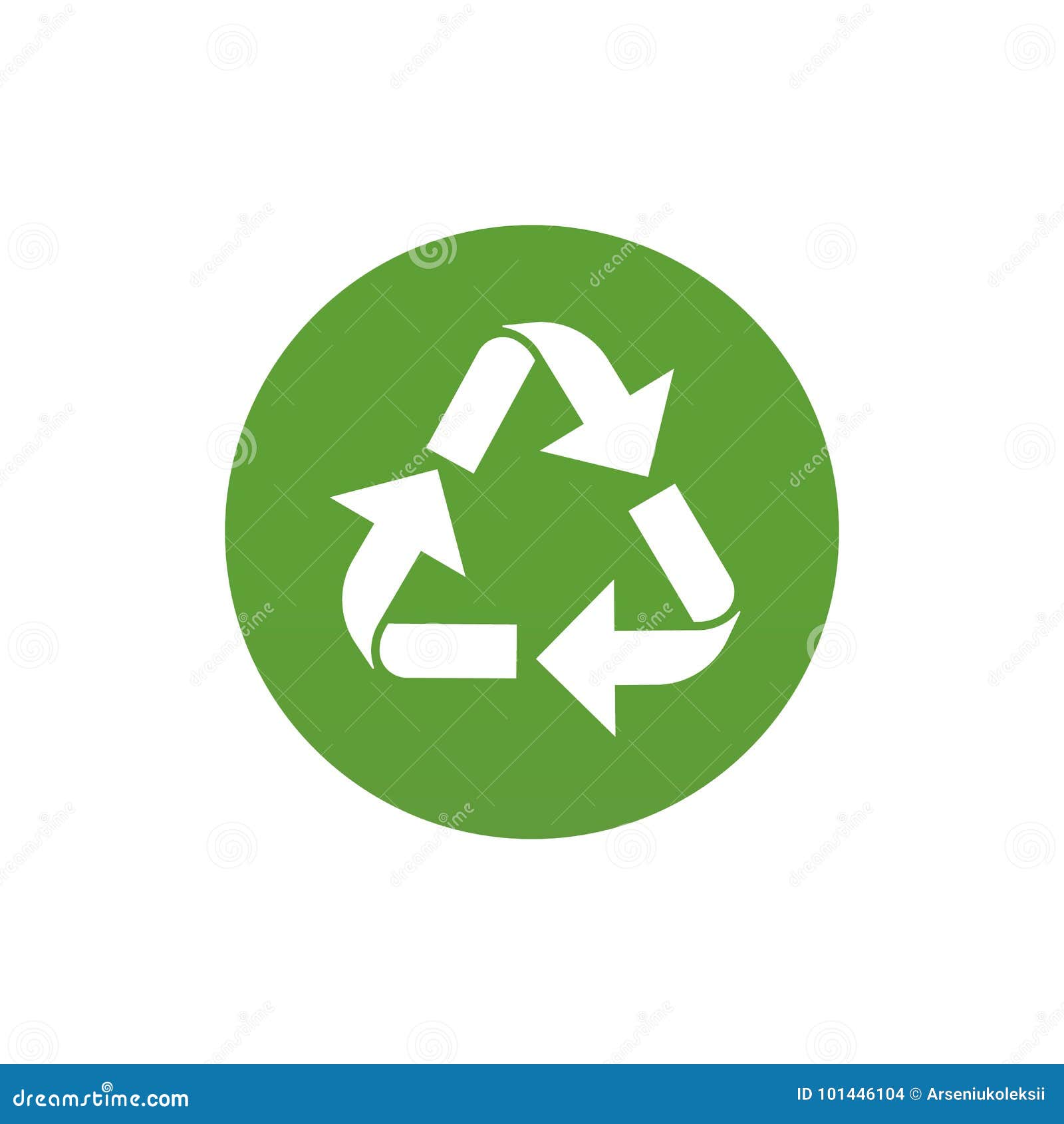 White Recycle Icon on Green Circle Illustration Stock Vector ...