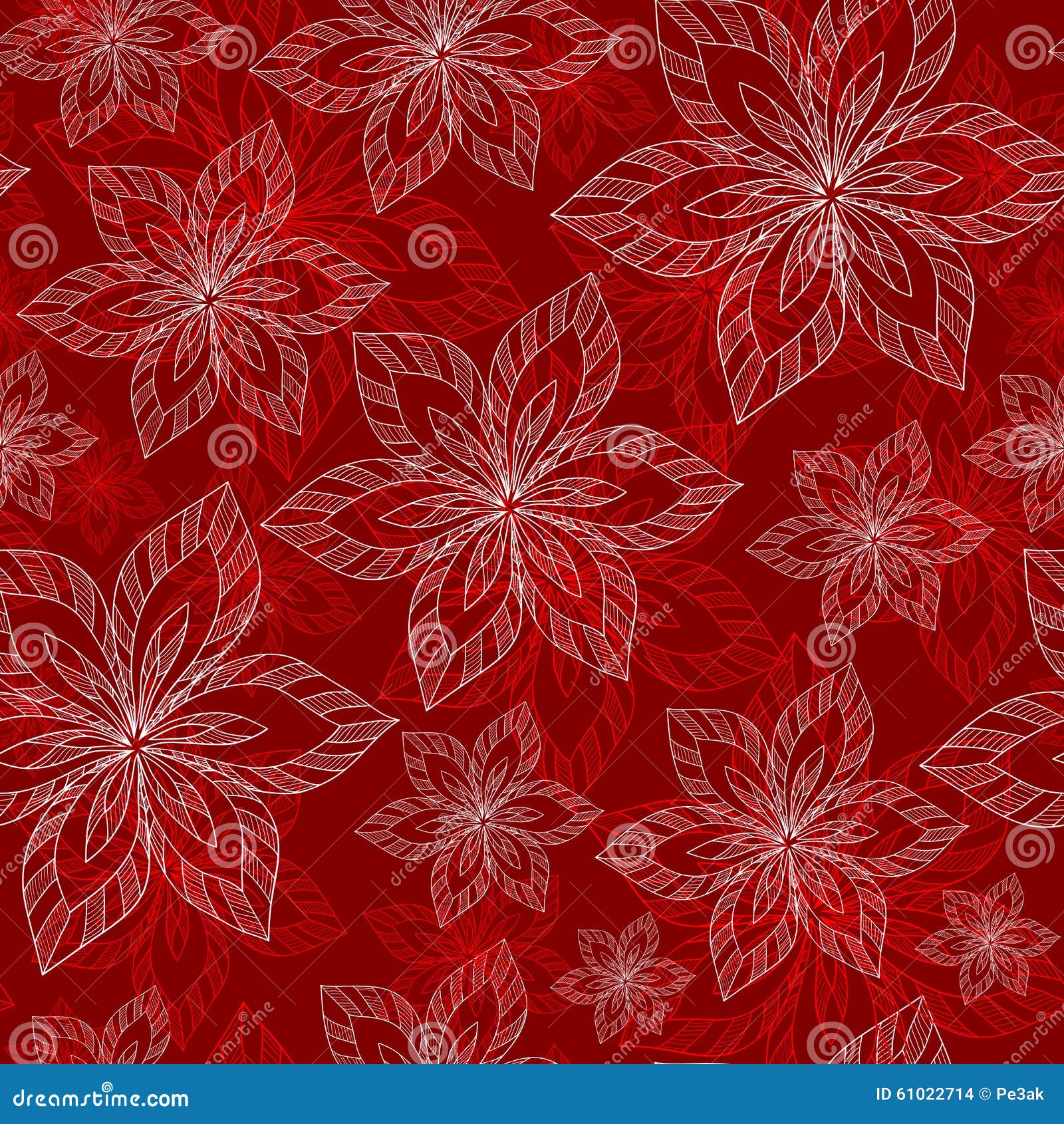 White and Red Big Flowers on a Red Background Vector Seamless Ab Stock ...