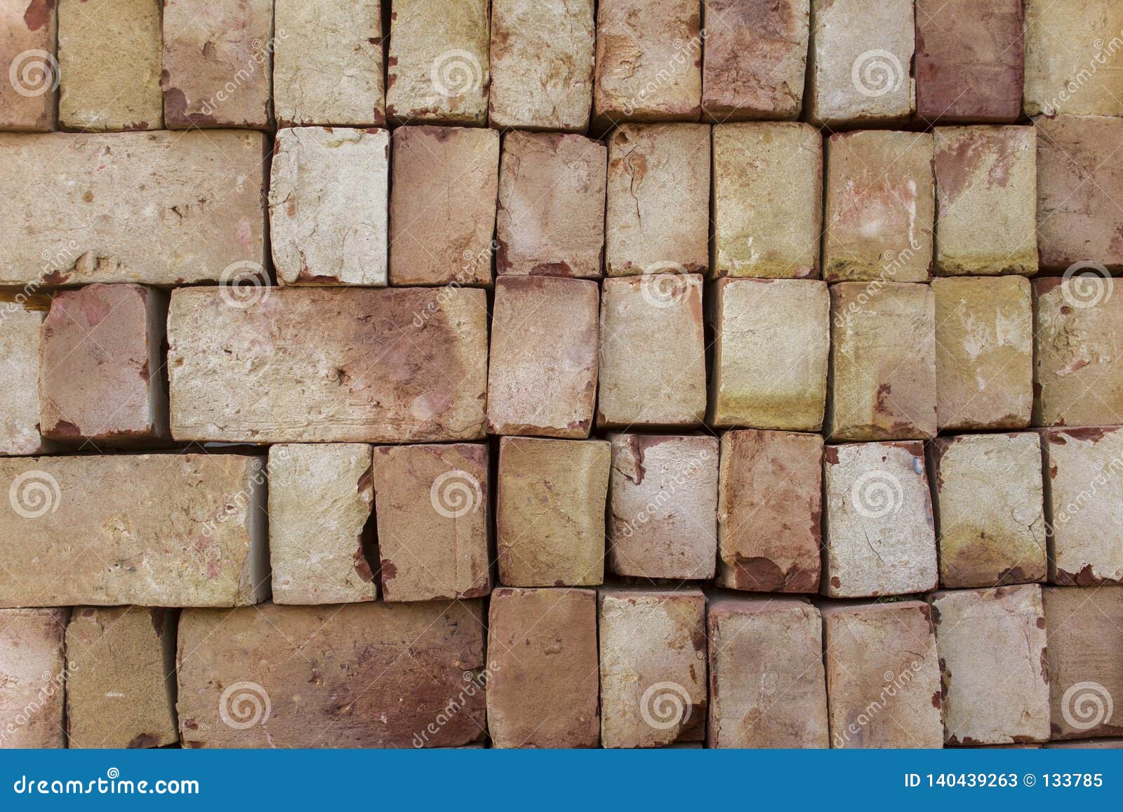 White Red Bricks Lie on Flat Rows. Rough Surface Texture Stock Image ...