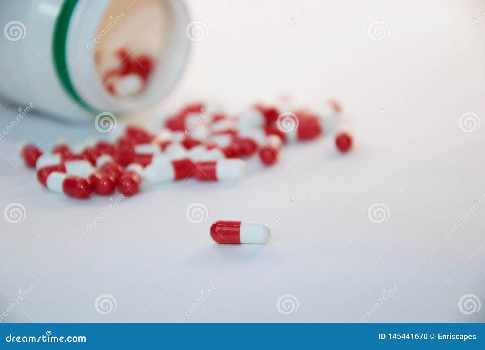 White and red capsules stock photo. Image of medical - 145441670