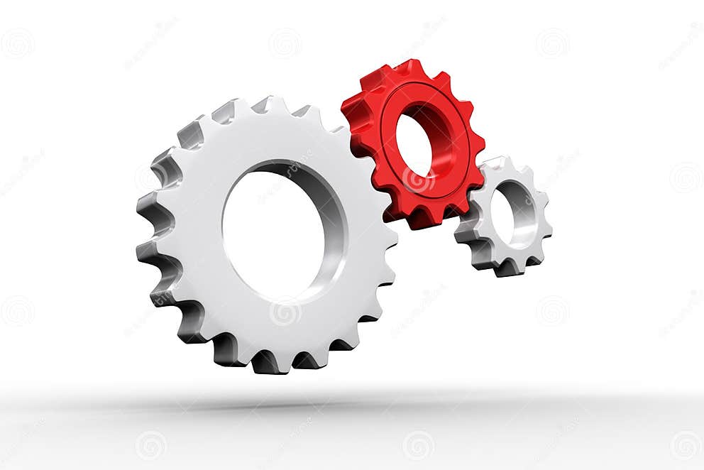 White and Red Cogs and Wheels Stock Illustration - Illustration of ...