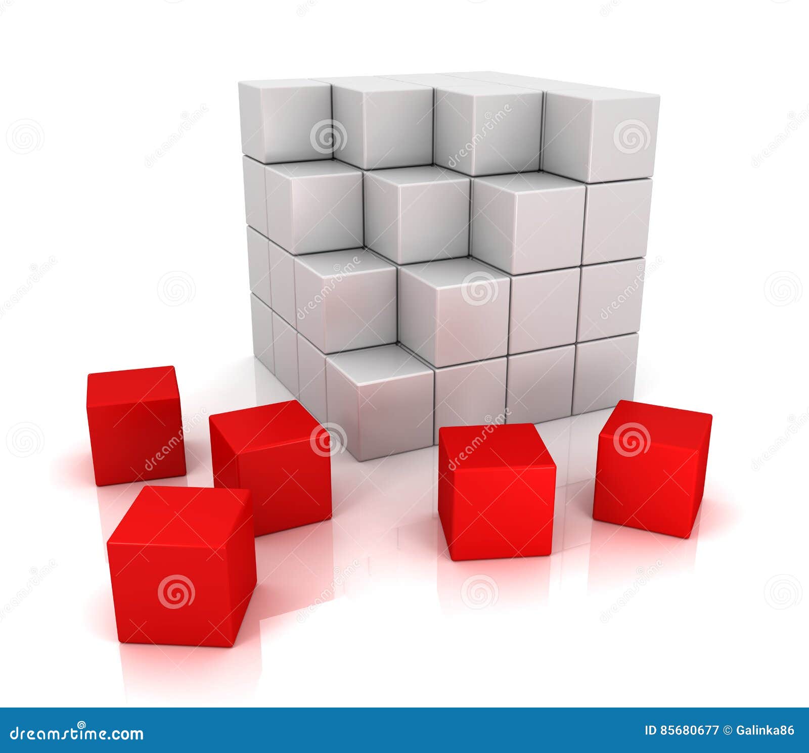 White and red cubes 3d stock illustration. Illustration of geometric ...