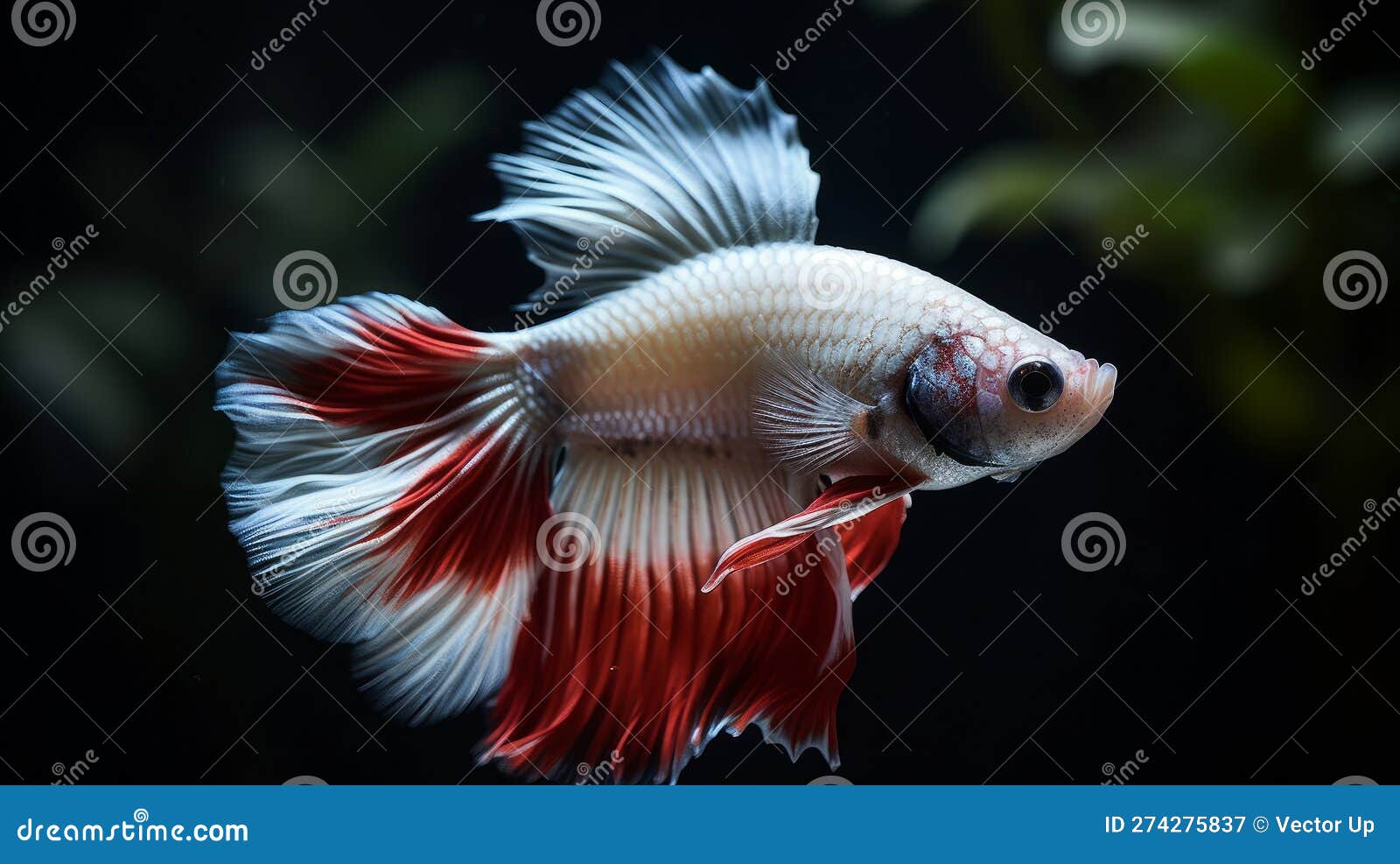 Dumbo Ear Betta Fish With Heavily Flared Gills, Swimming Upwards Stock ...