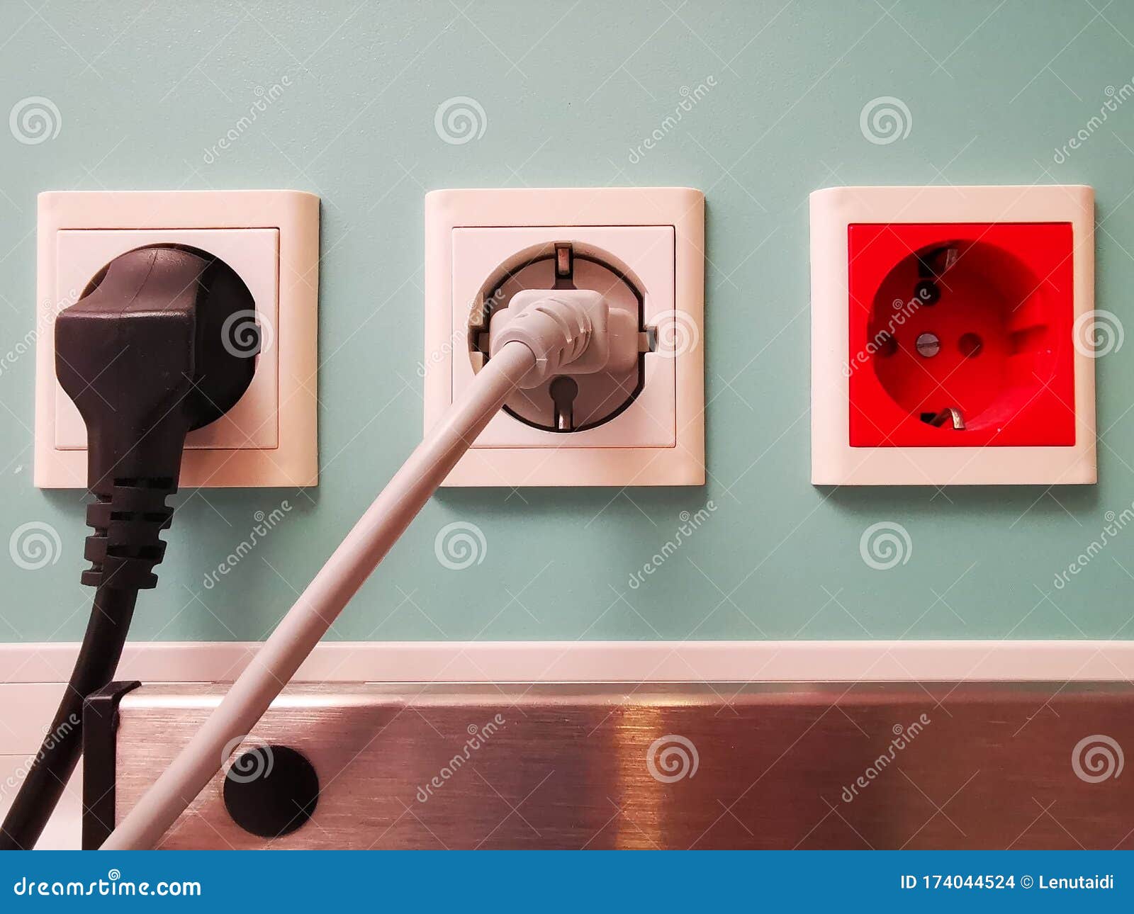 White and Red Electrical Outlets Stock Photo - Image of electricity ...