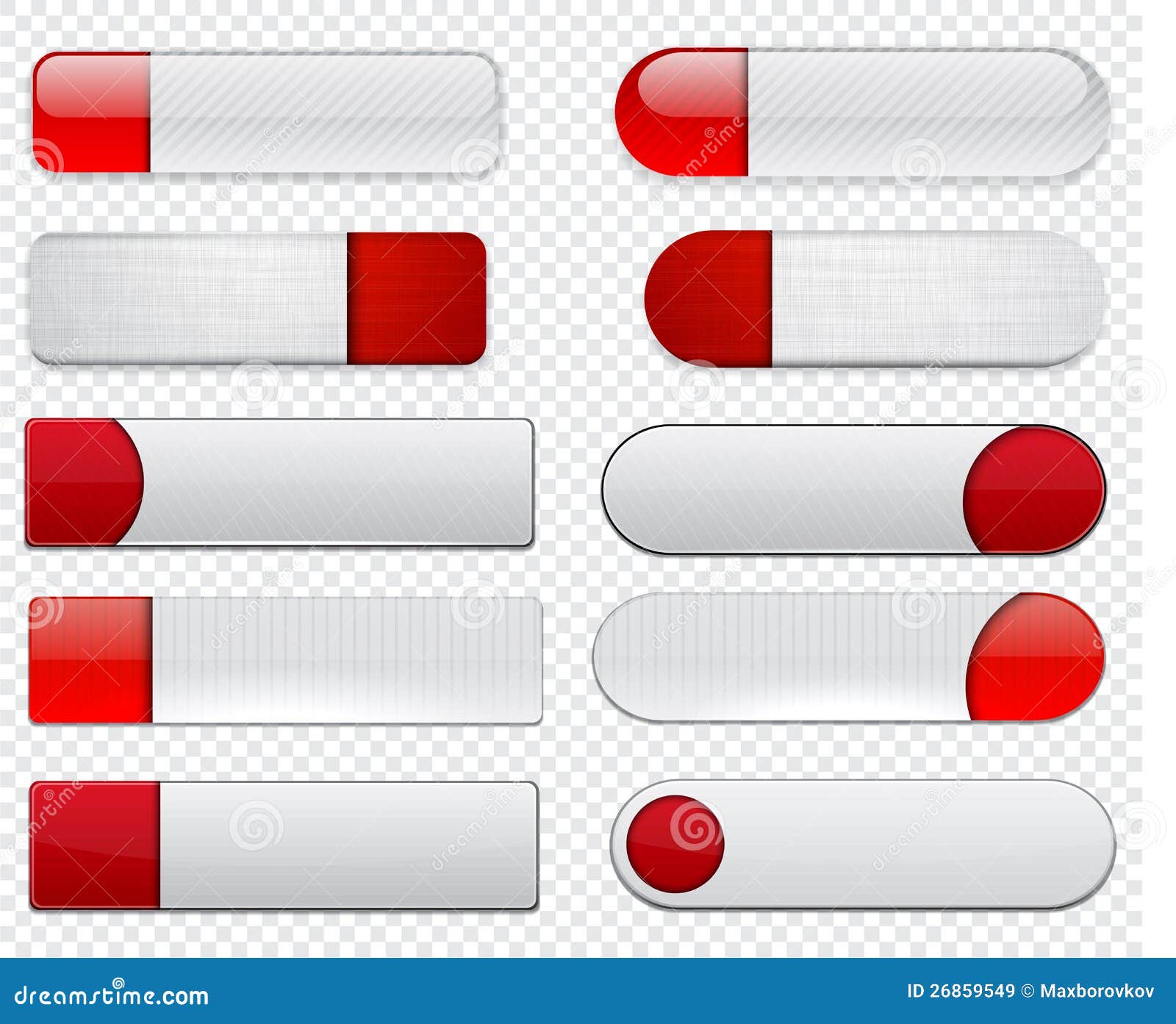White and Red High-detailed Web Buttons. Stock Vector - Illustration of ...