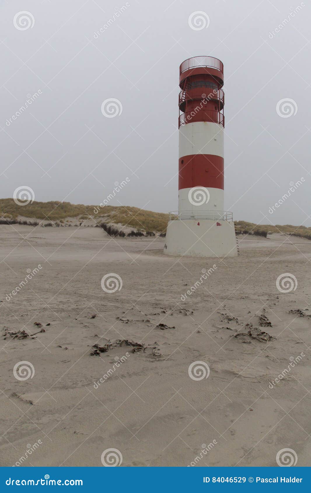 White Red Lighthouse on Sand Beach Stock Image - Image of sights ...
