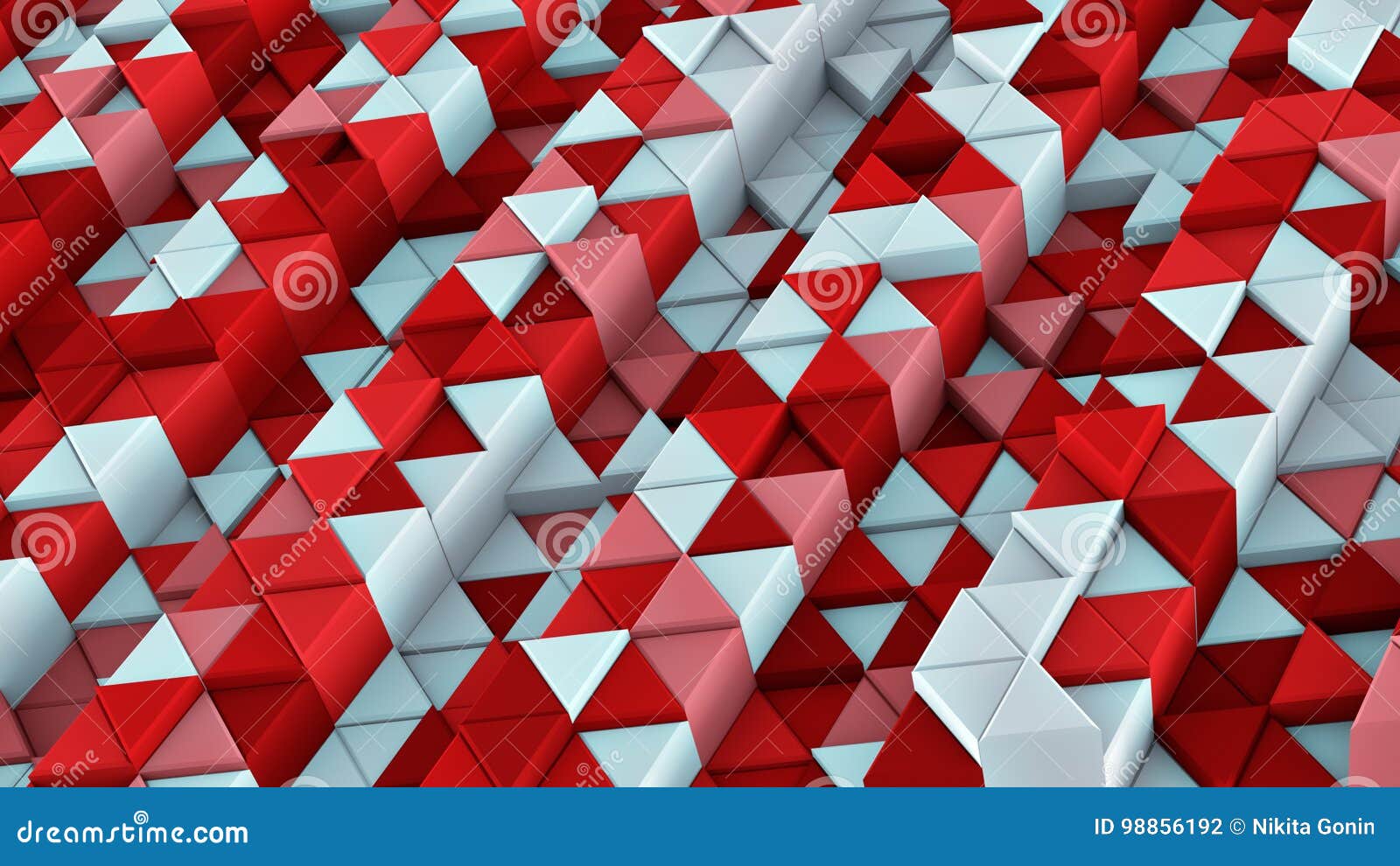 White and Red Linear Extruded Triangles Abstract 3D Render Stock ...