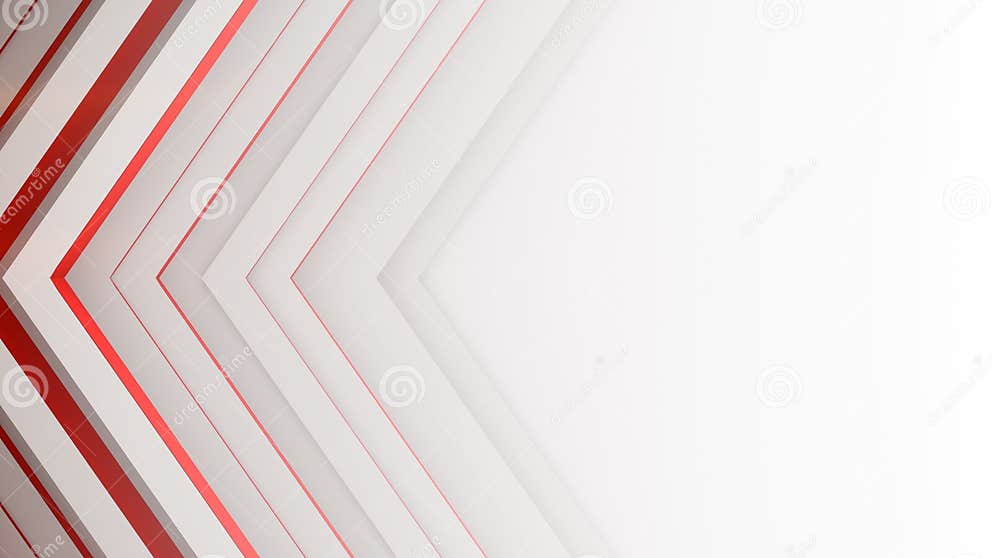 White and Red Lines 3D Render Abstract Background Stock Illustration ...