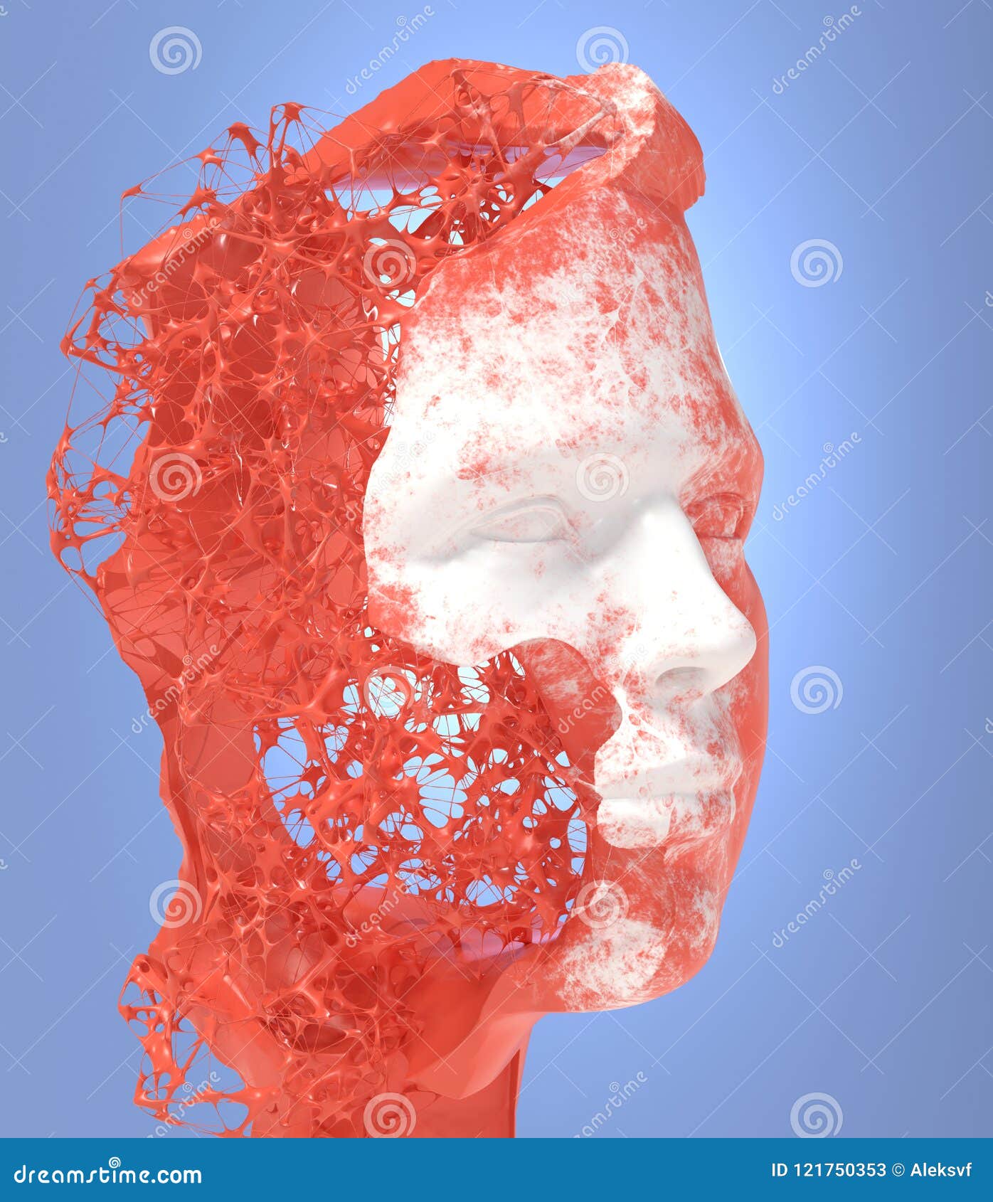 White and Red Male Head Formed by Neuronal Structure. Stock ...