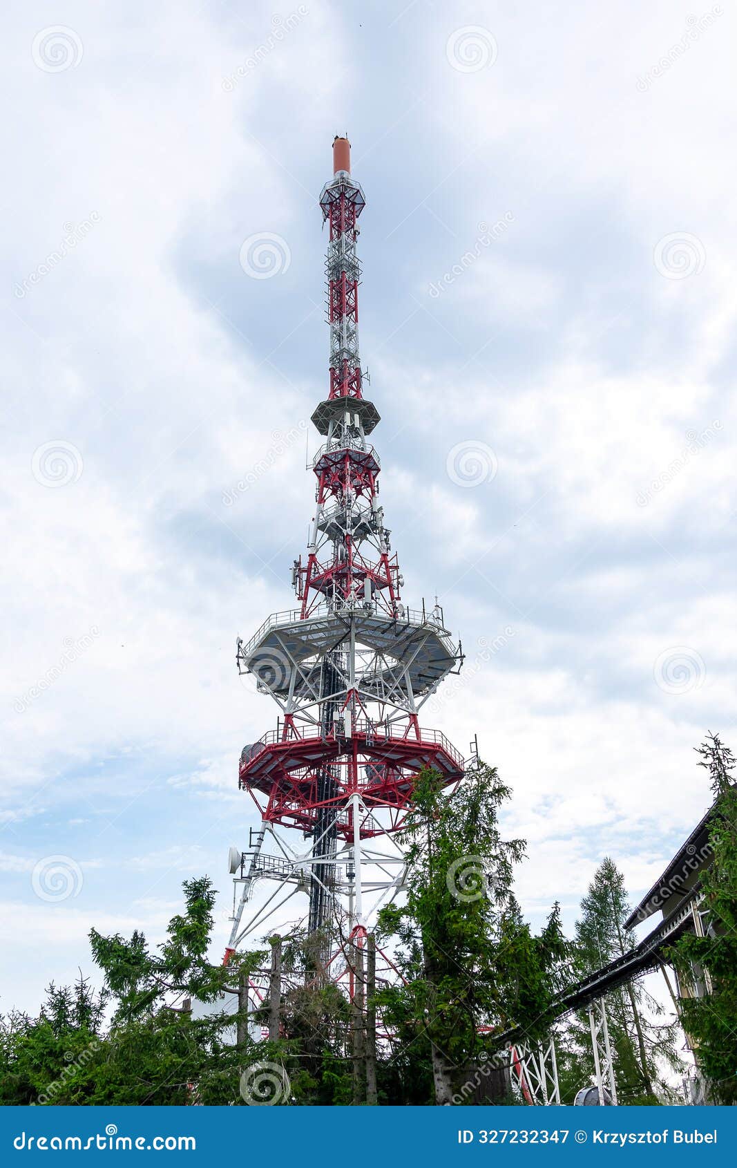 White and Red Mast with Radio Antennas Stock Image - Image of metal ...