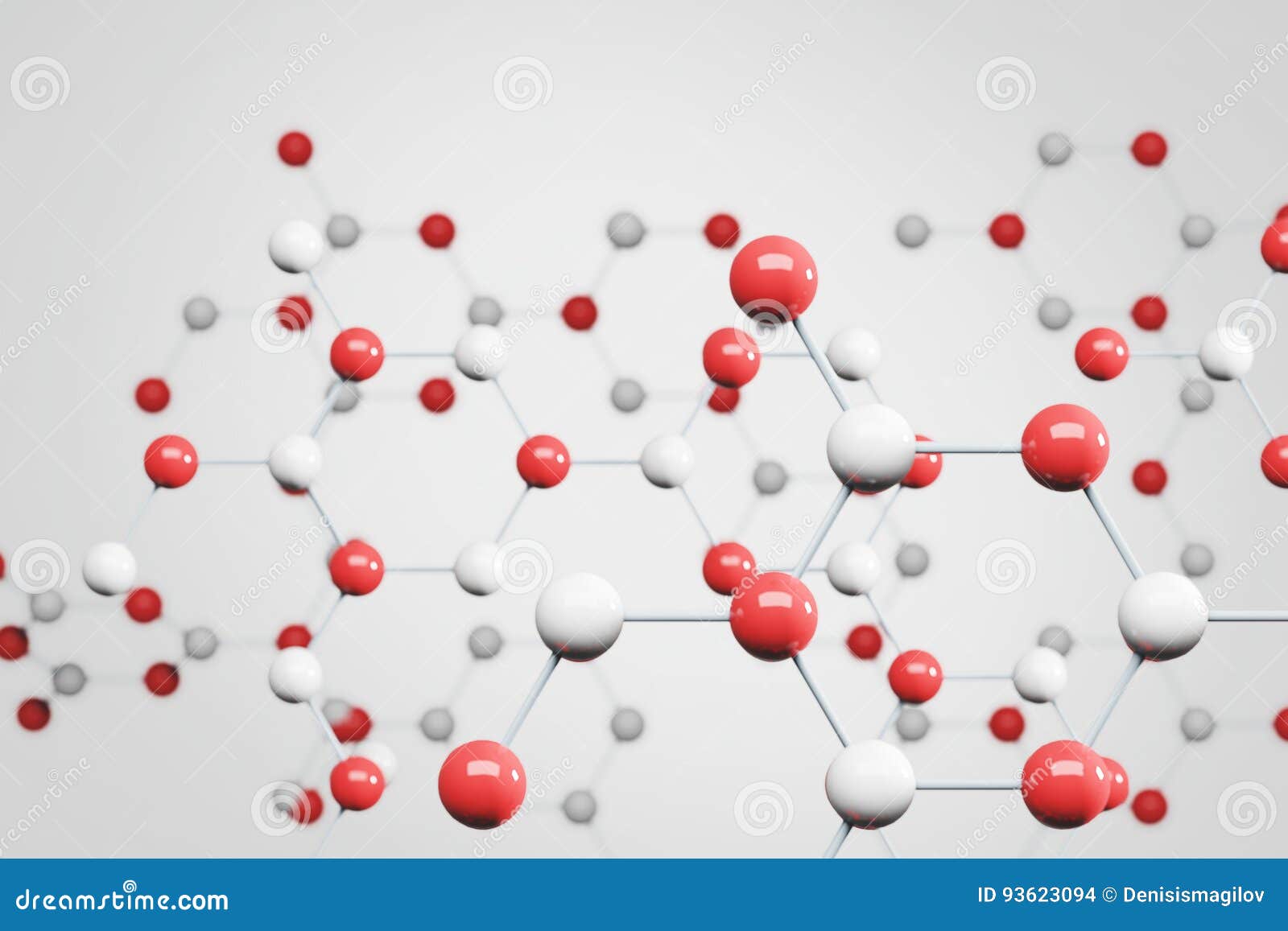 White and Red Molecule, White Background Stock Illustration ...