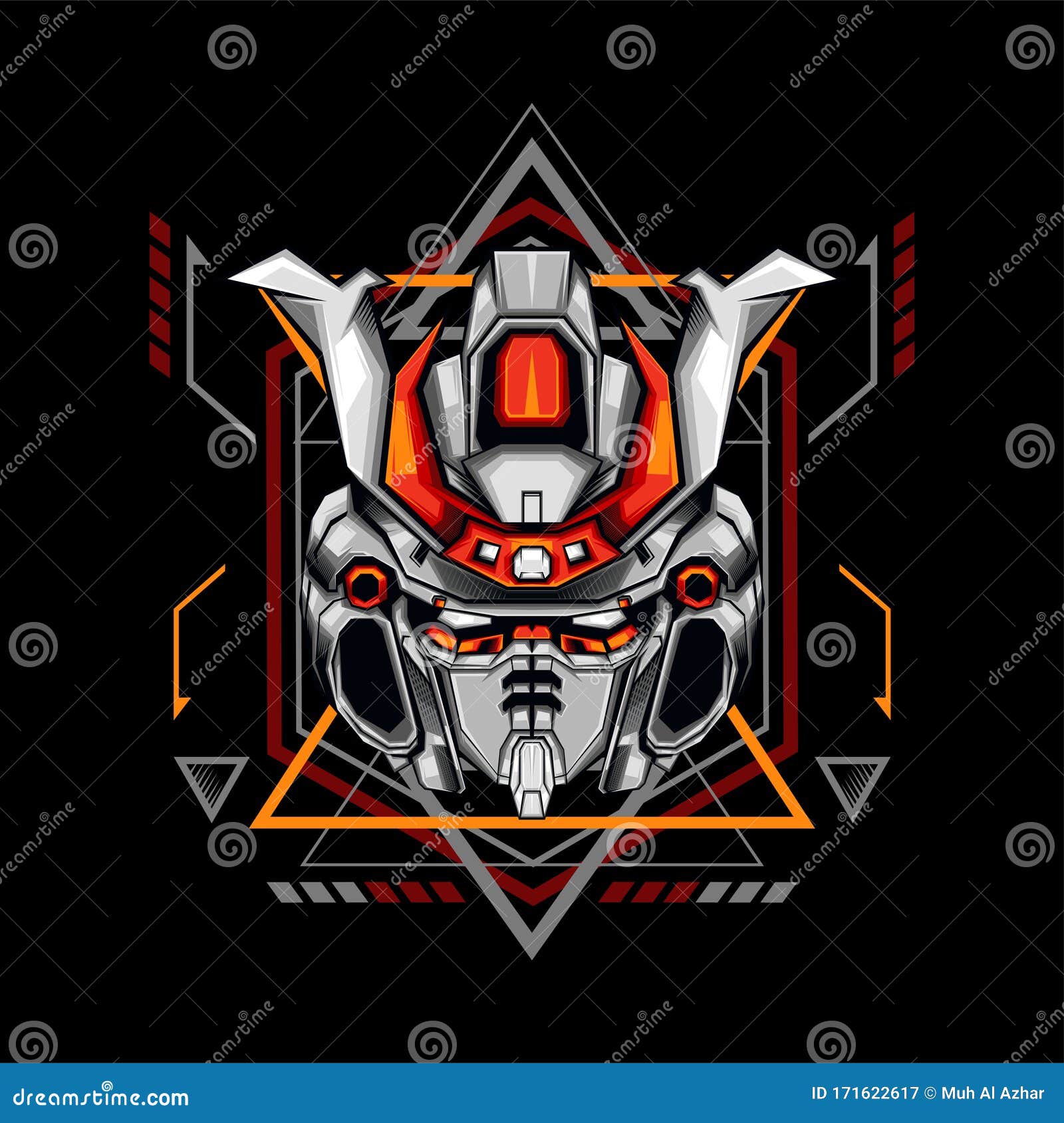 White Red New Samurai Robot Stock Vector - Illustration of modern ...