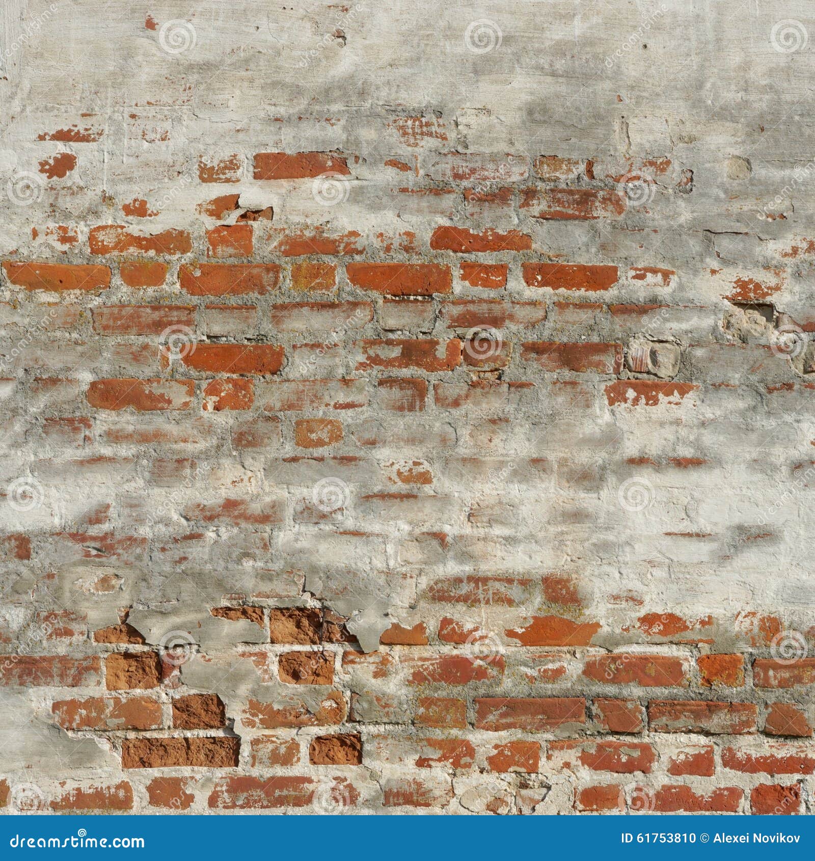 White Red Old Brick Painted Wall with Damaged Plaster Stock Photo ...