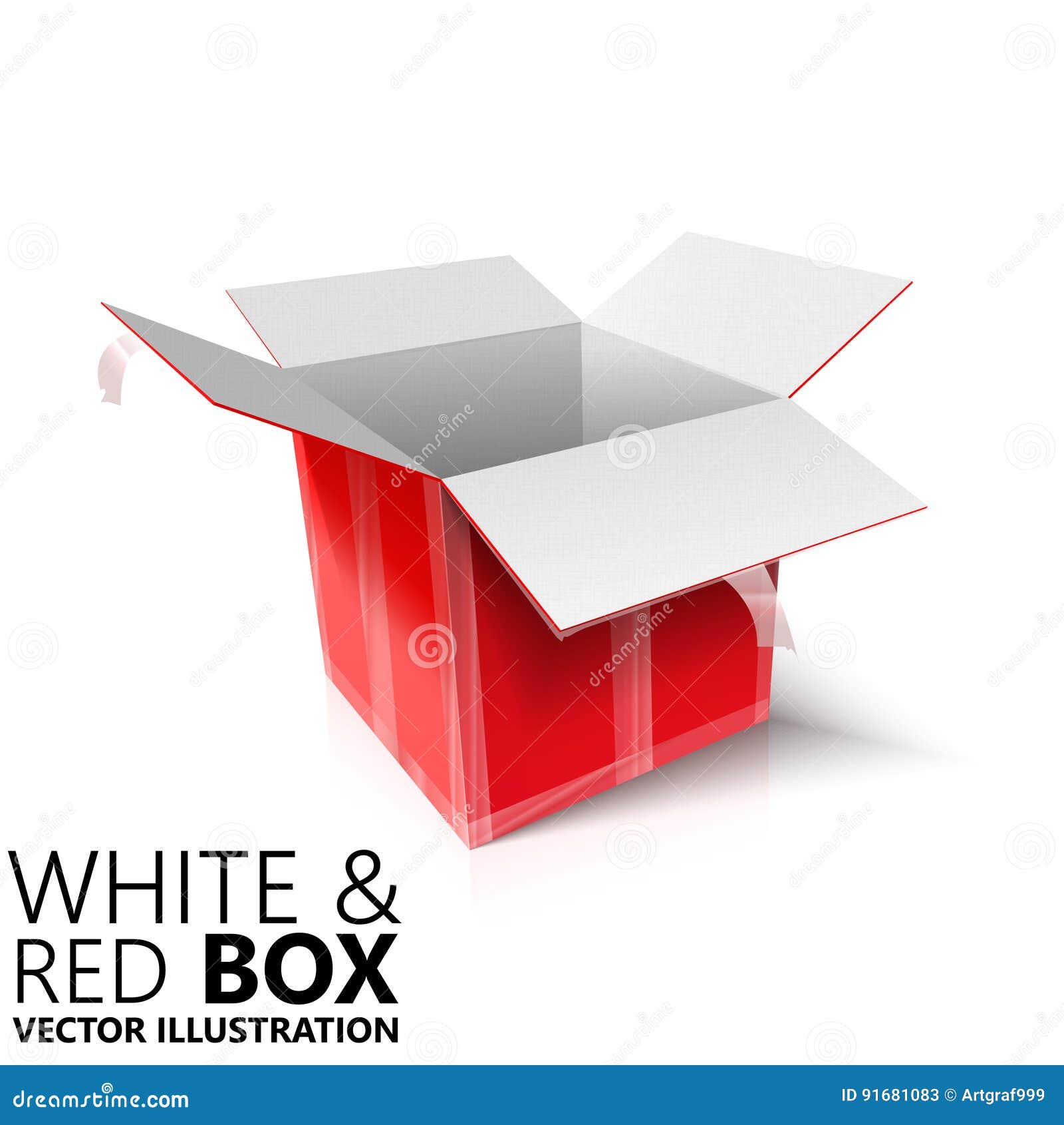White and Red Open Box 3D/ Vector Illustration Stock Vector ...