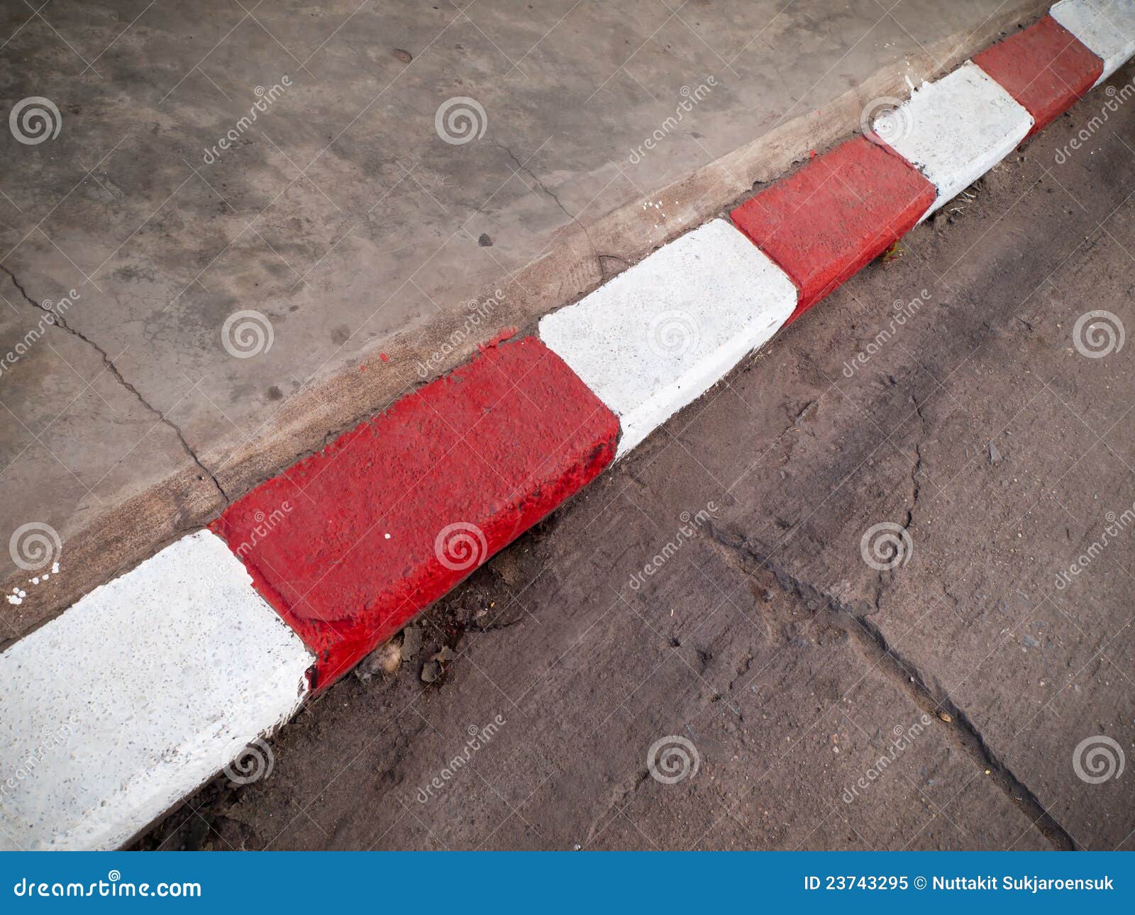 White and Red Paint on the Footpath Stock Image - Image of footpath ...