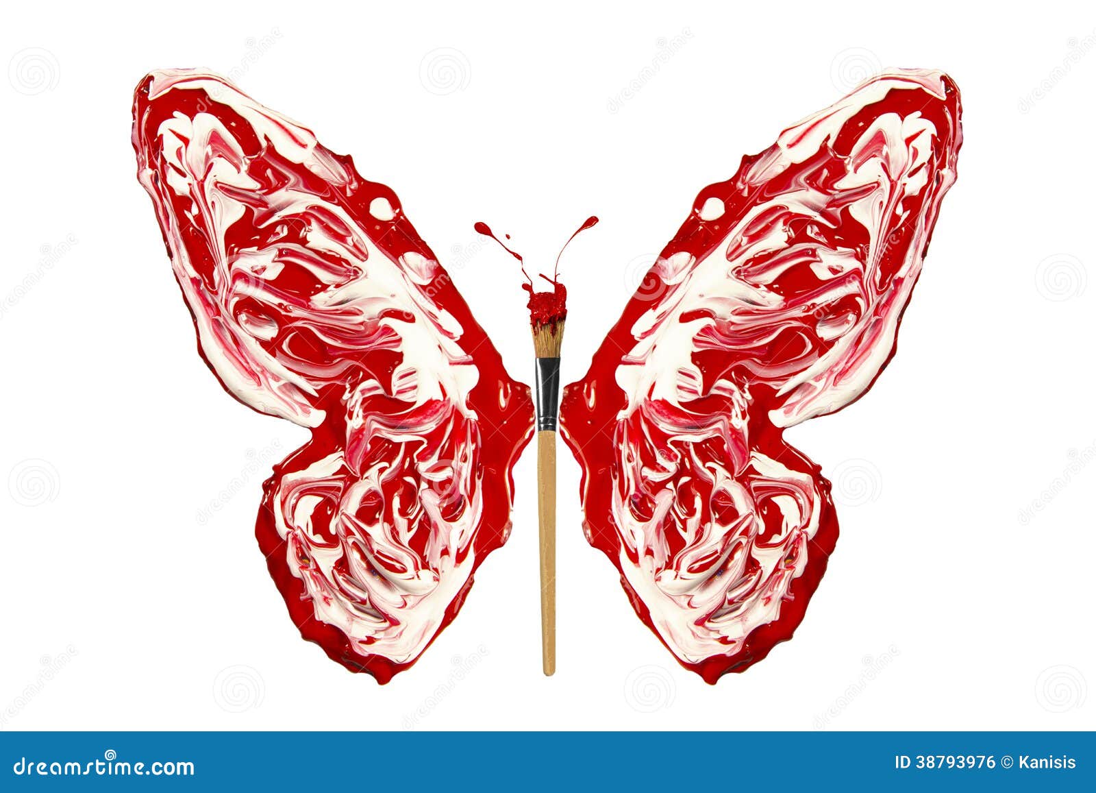 White Red Paint and Paintbrush Made Butterfly Stock Illustration ...