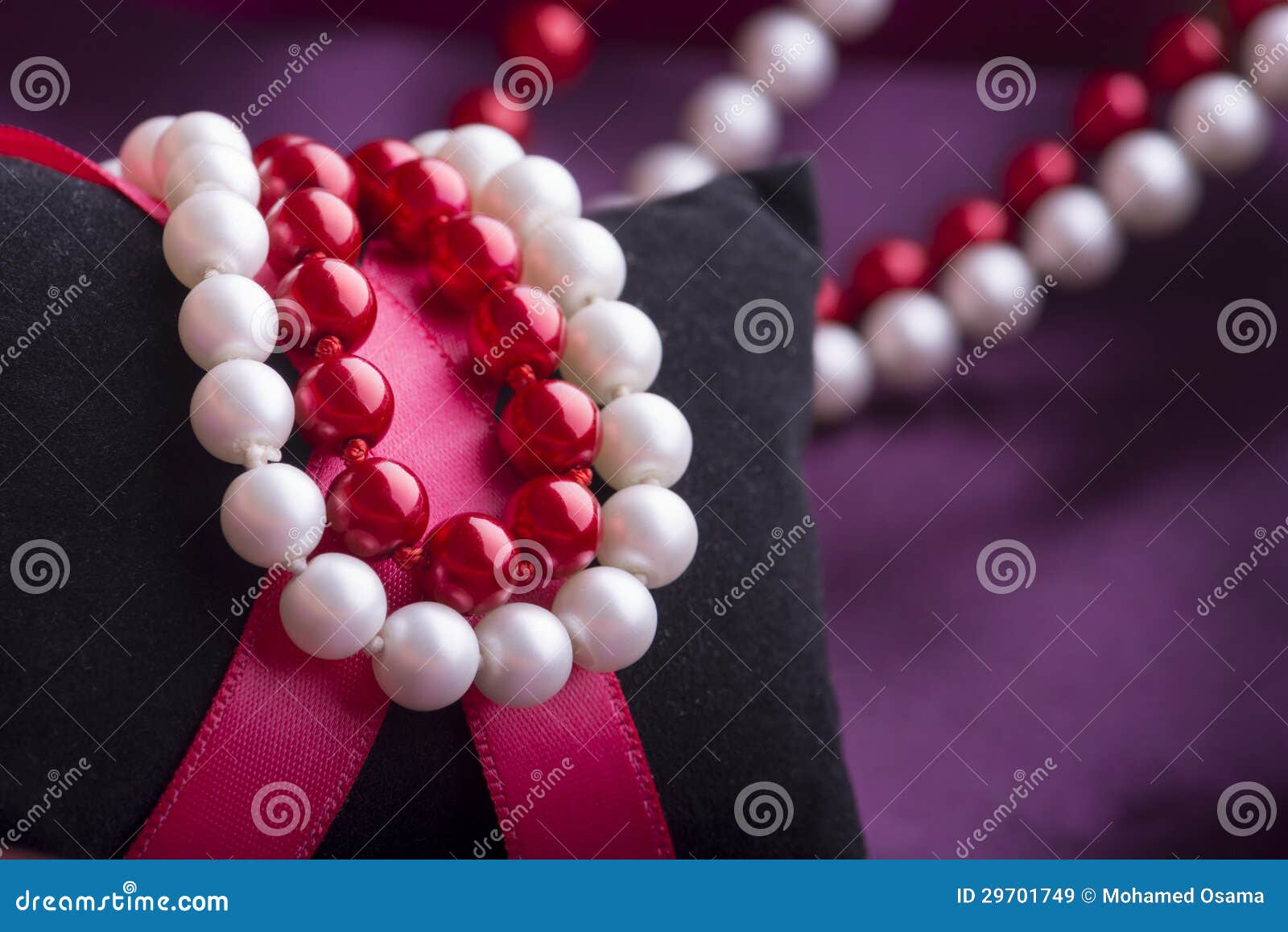 White and Red Pearl Necklace Stock Image - Image of rich, luxury: 29701749