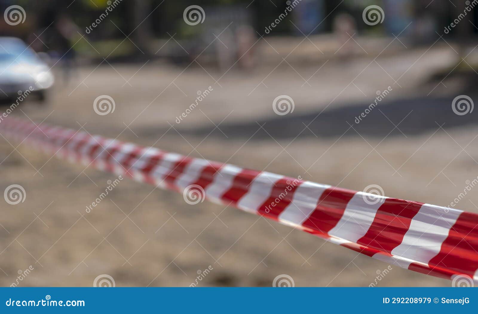 White and Red Plastic Warning Tape on the Construction Site. Deep ...