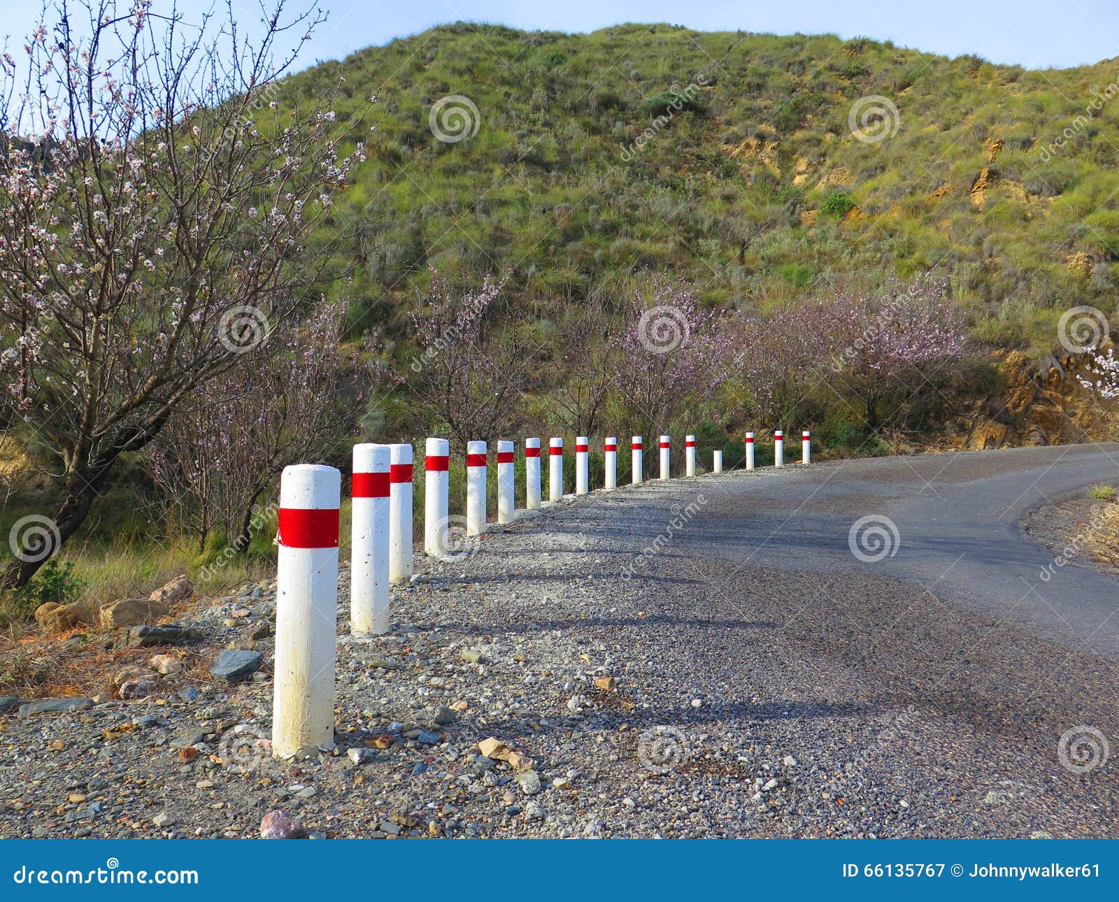 White and Red Road Bollards Stock Image - Image of bollards, travel ...
