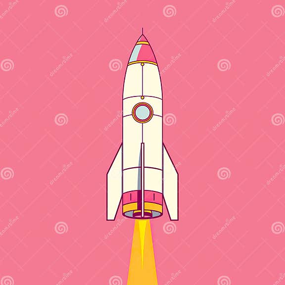 A White and Red Rocket Ship Flying through the Air Stock Illustration ...
