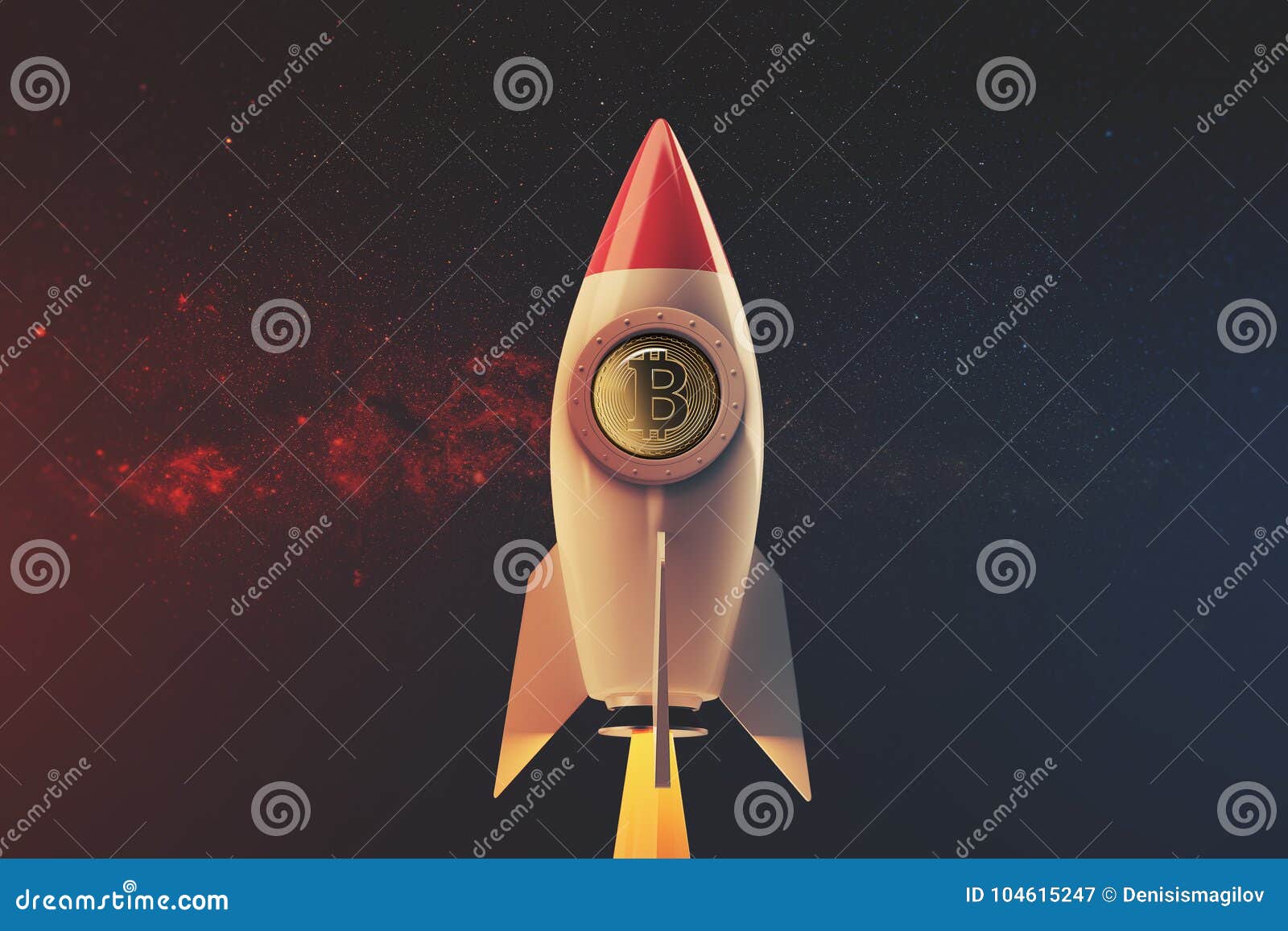 White and Red Rocket in Space Stock Illustration - Illustration of ...