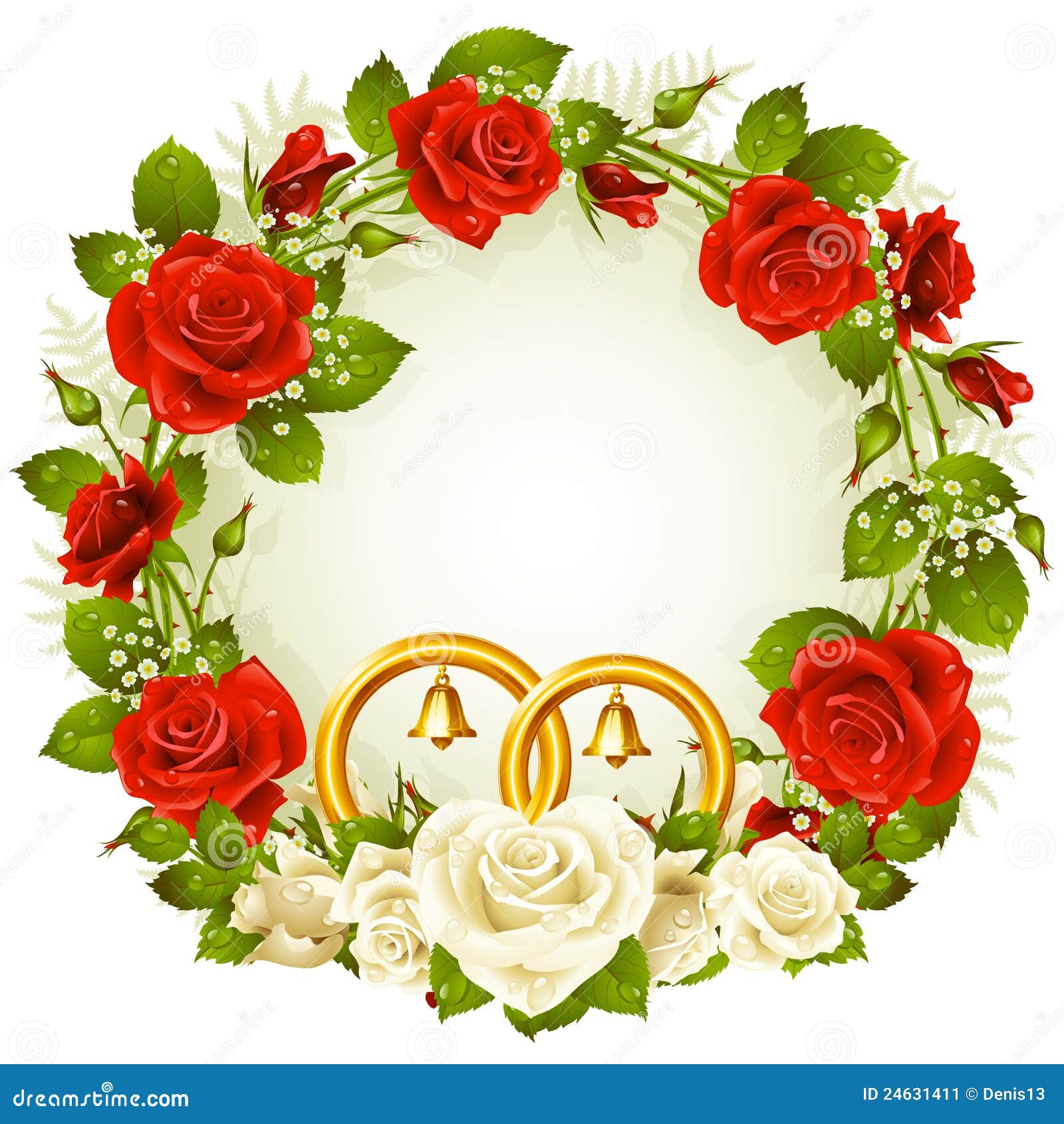 White and Red Rose Circle Frame Stock Vector - Illustration of banner ...