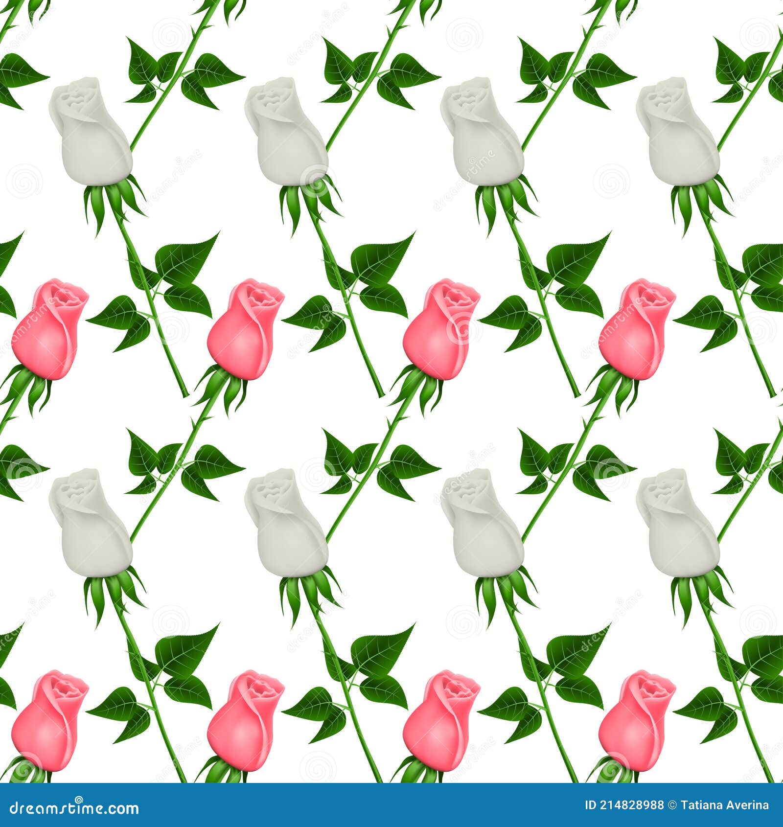 White and Red Roses. Seamless Geometric Pattern. Vector Illustration ...