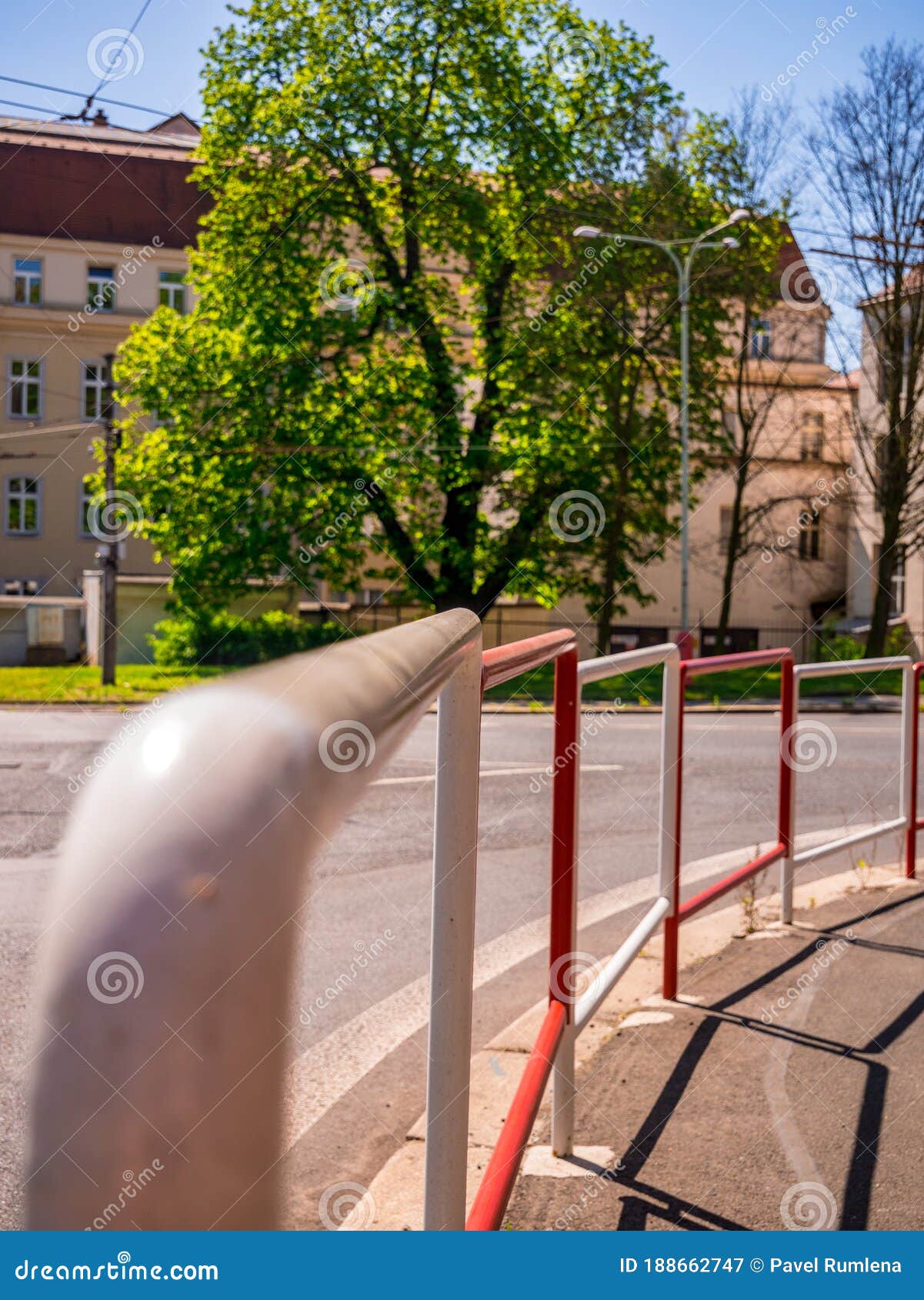 Safety Railings On The Sidewalk Protect People From Falling Into The ...