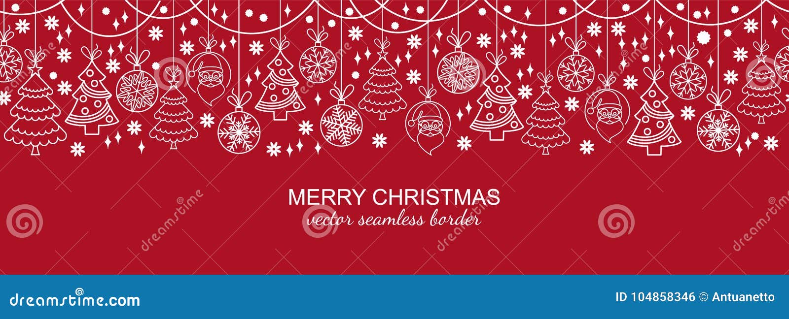 White and Red Seamless Snowflake Header, Christmas Stock Vector ...