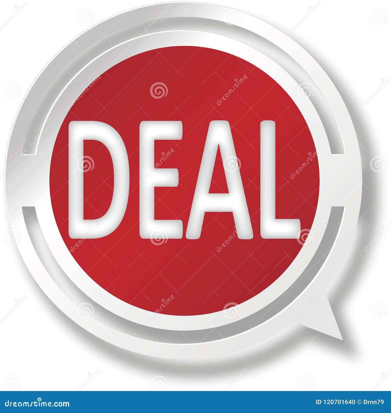 Red Deal White and Red Speech Bubble Web Icon on Blue Background Stock ...