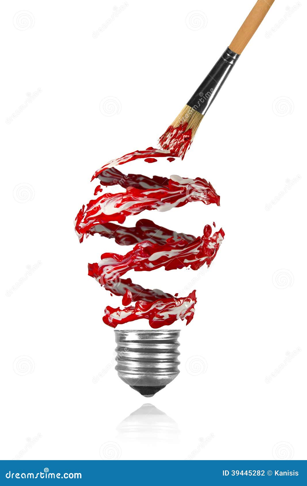 White Red Spiral Paint Trace and Paintbrush Made Light Bulb Stock ...