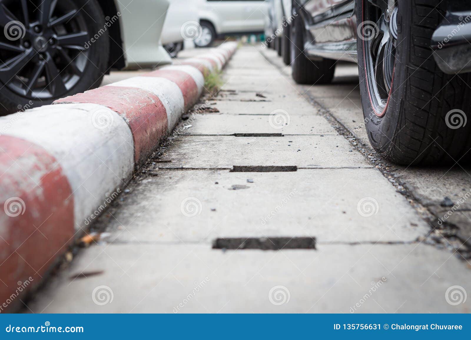 White and Red Stripes on the Sidewalk Stock Image - Image of stripes ...