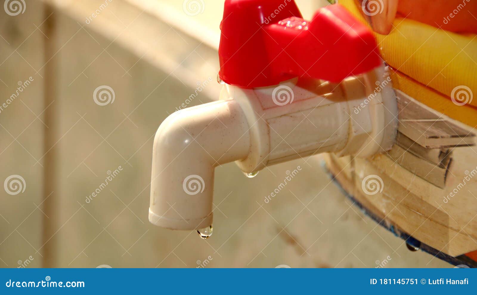 White and Red Water Taps that Pour Water Stock Image - Image of faucet ...