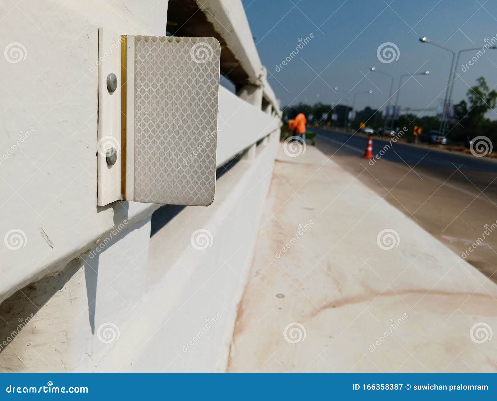 White Reflective Target Installed on a Bridge Stock Image - Image of ...