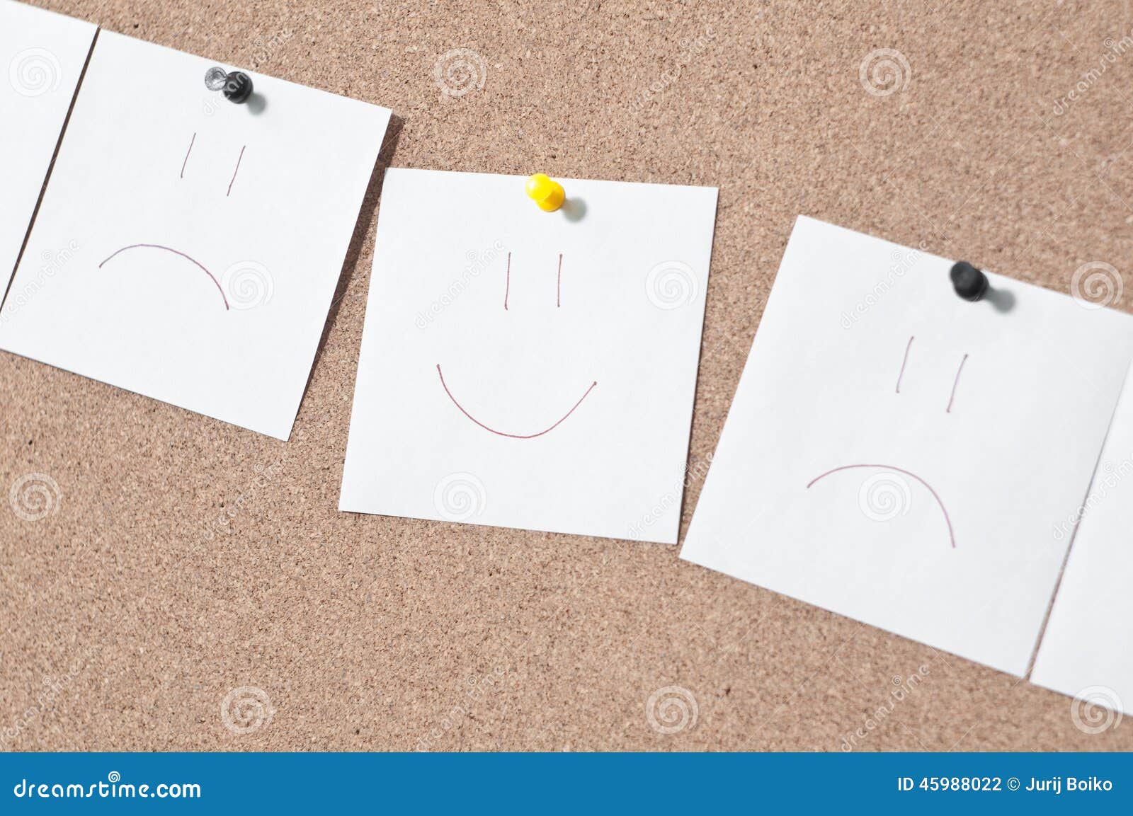 White Reminder Sticky Smile Note on Cork Board Stock Photo - Image of ...