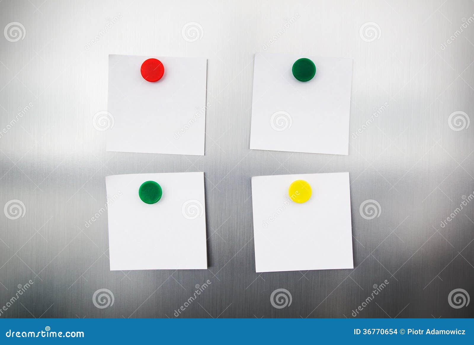 White Reminders with Magnets on Fridge Stock Photo - Image of home ...