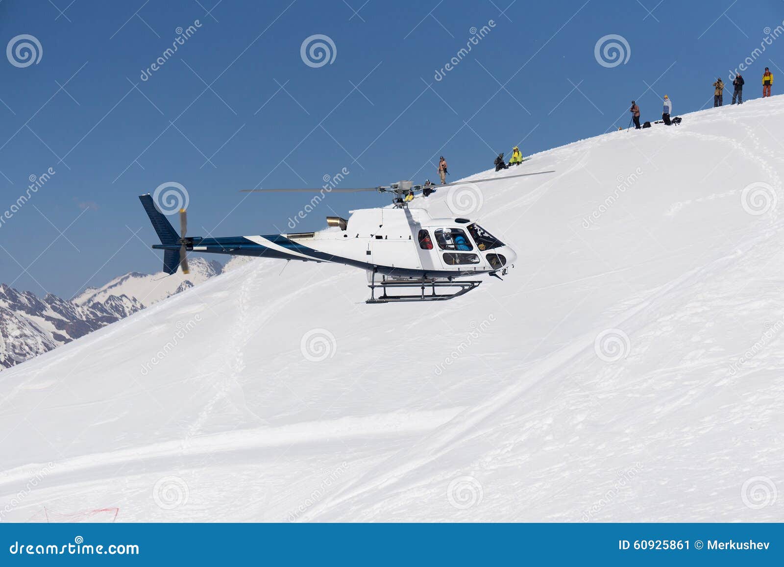 White Rescue Helicopter in the Mountains Stock Image - Image of alps ...