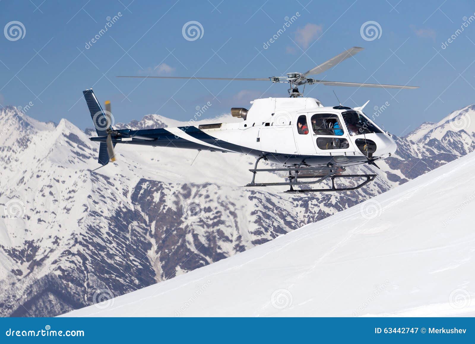 White Rescue Helicopter in the Mountains Stock Image - Image of craft ...