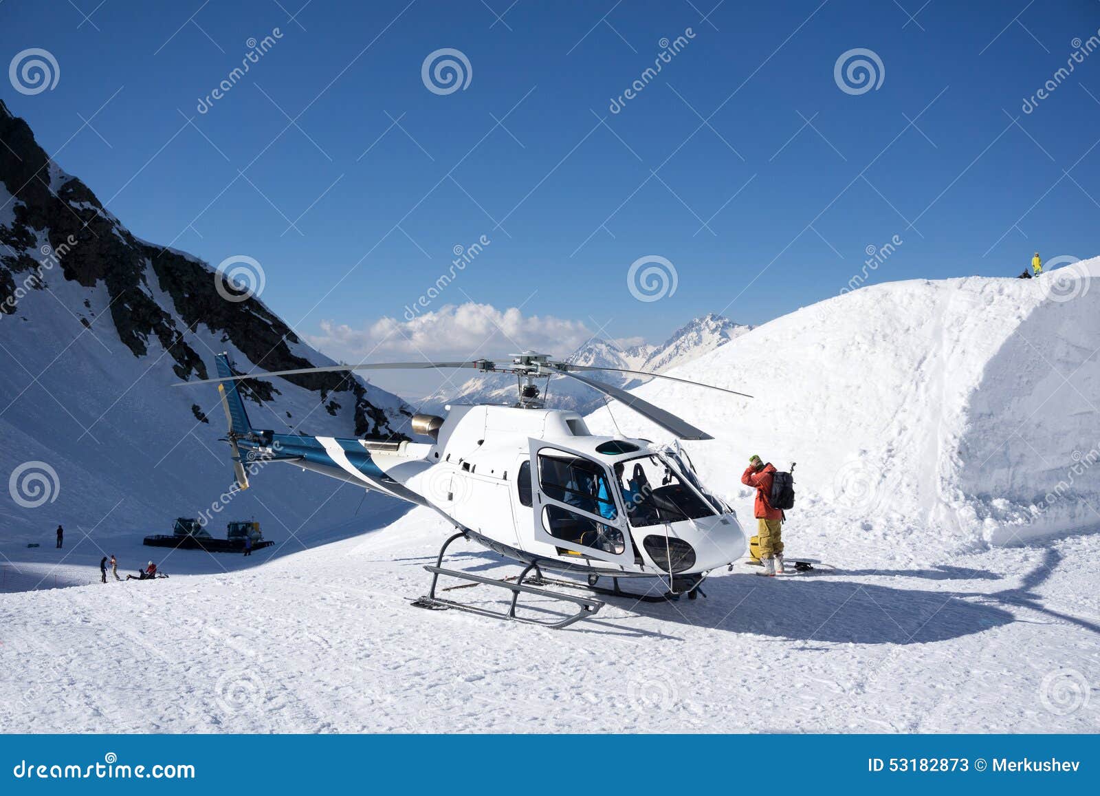 White Rescue Helicopter Parked in the Mountains Editorial Stock Photo ...